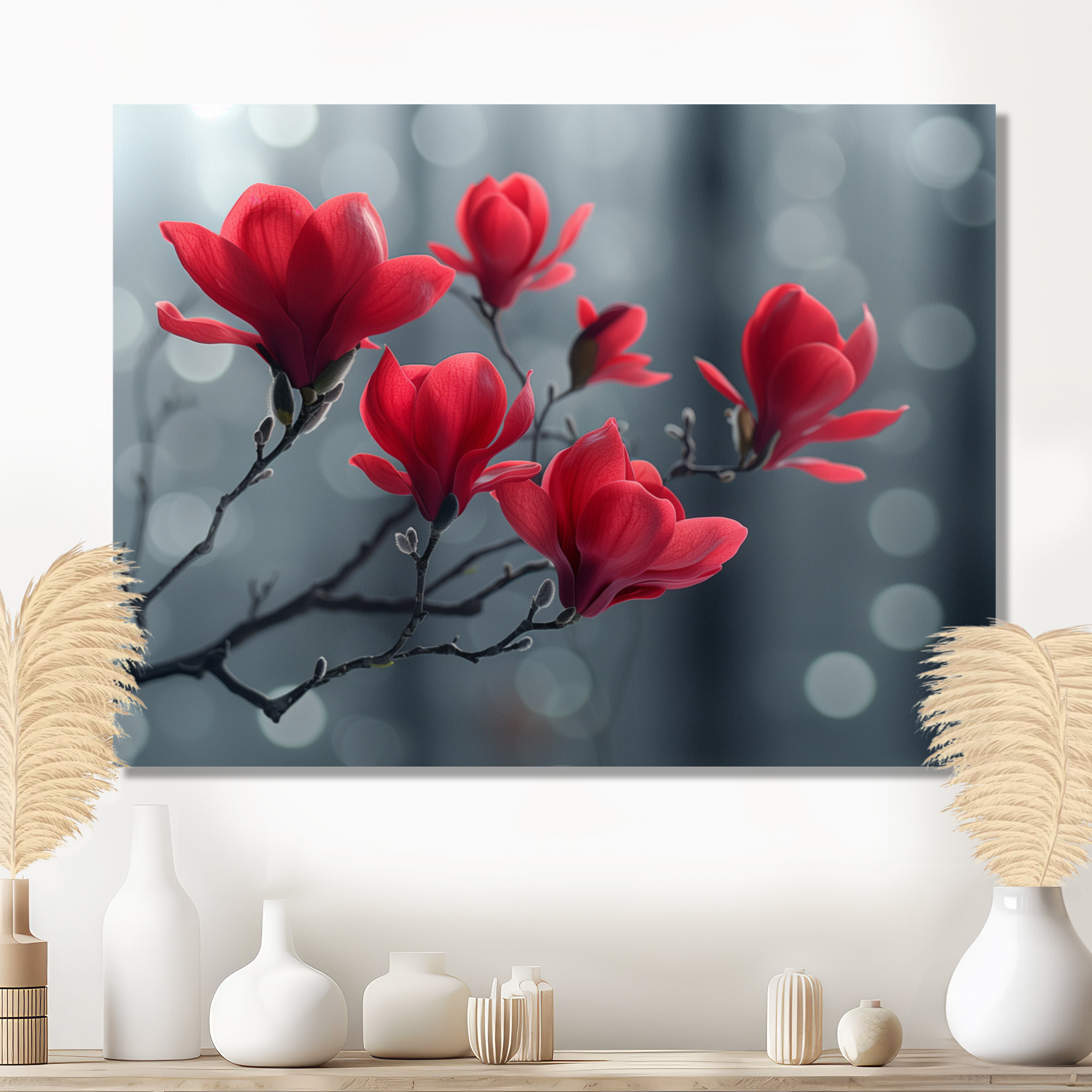 Ebern Designs Red Grey Garden Glamour Summer Magnolias Photo ...