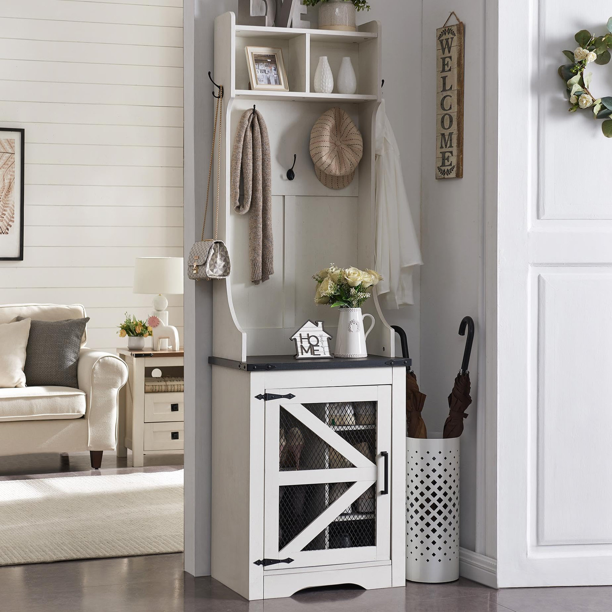Rosalind Wheeler 23" Farmhouse Hall Tree with Shoe Storage - Wayfair Canada