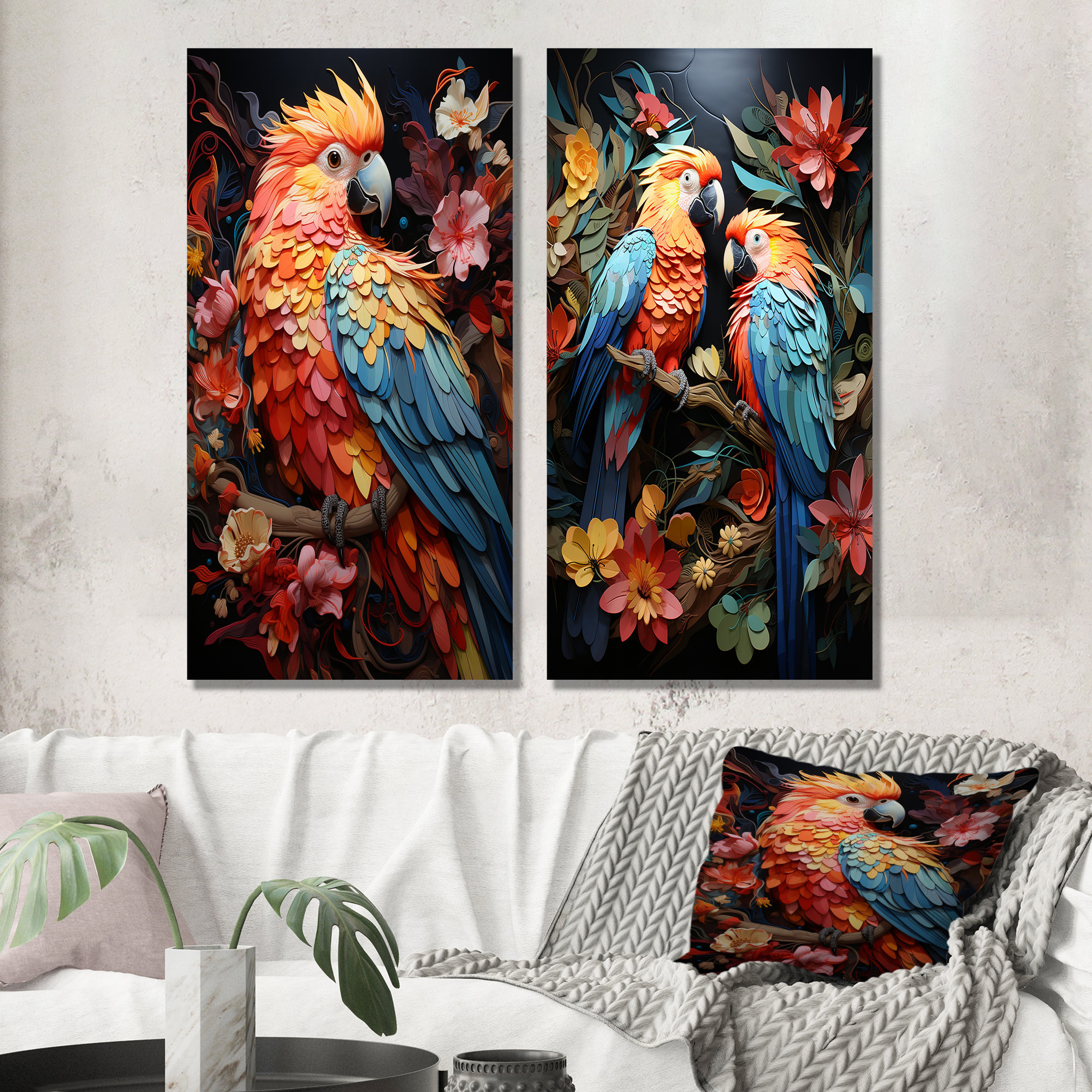 Bay Isle Home™ Parrots Celestial Dance Melody - Parrot Wall Art Prints ...