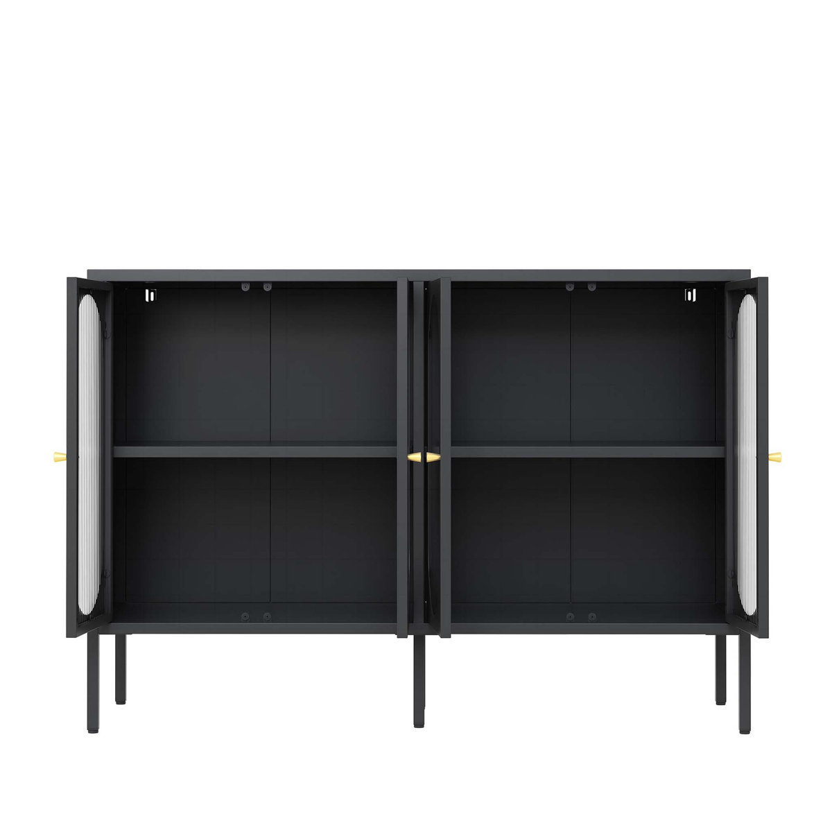Latitude Run® Metal Sideboard Cabinet with 4 Glass Door, Steel Locker ...