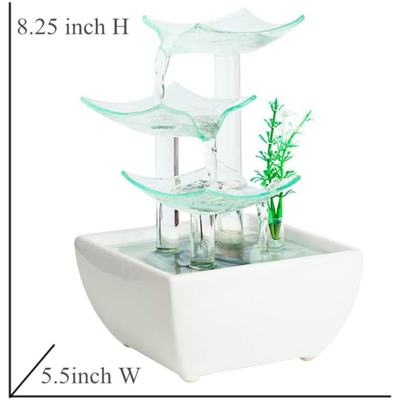 Ebern Designs Ceramic And Glass Tabletop Fountain | Wayfair