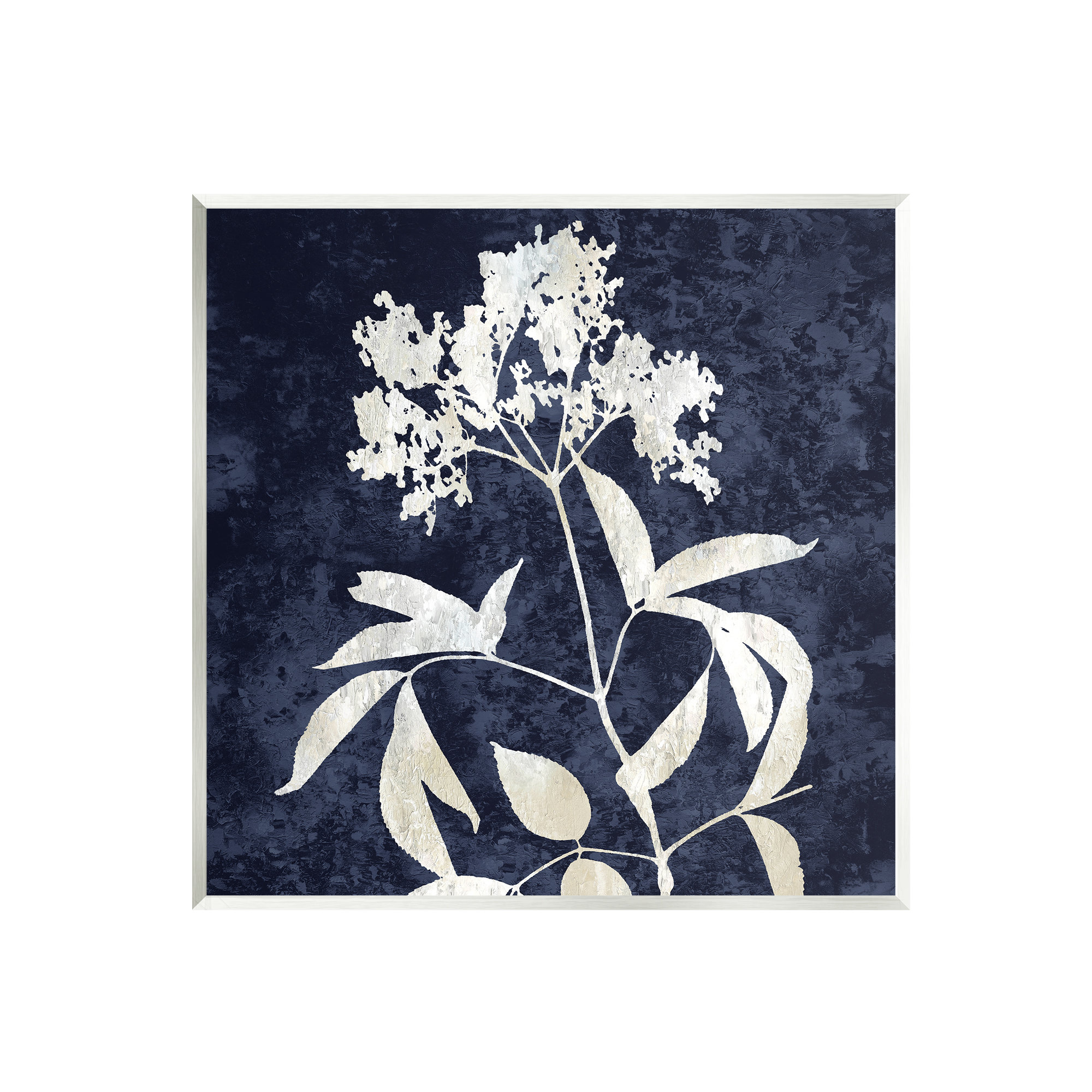 Stupell Industries Contemporary Flower Sprig Botanical Leaves Shapes ...