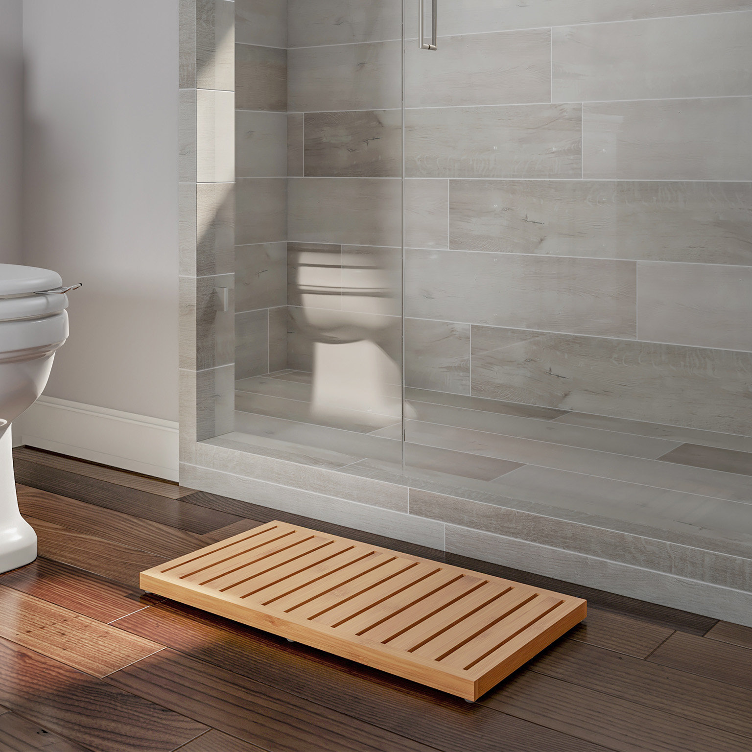 Bay Isle Home™ Zaina Slatted Rectangle Bamboo Non-Slip Striped Bath Mat ...