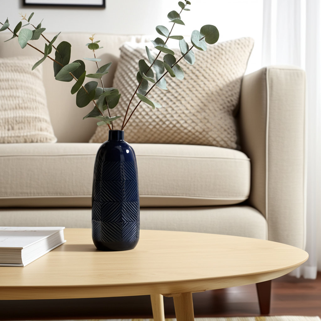 George Oliver Ceramic Cylinder Textured Lines Vase | Wayfair