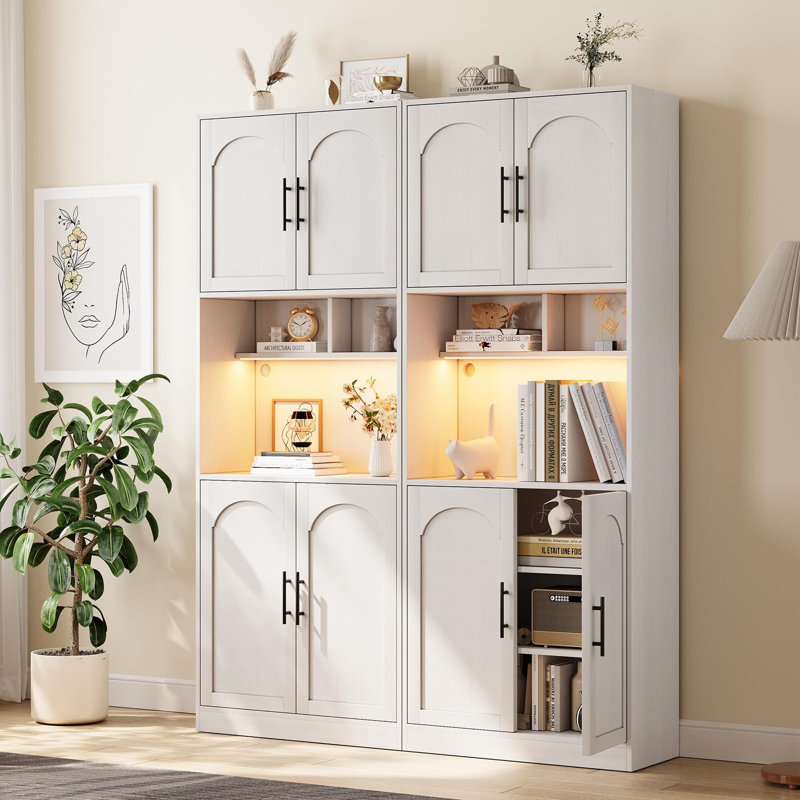 Ebern Designs Kitchen Pantry Cabinet With RGB Light | Wayfair