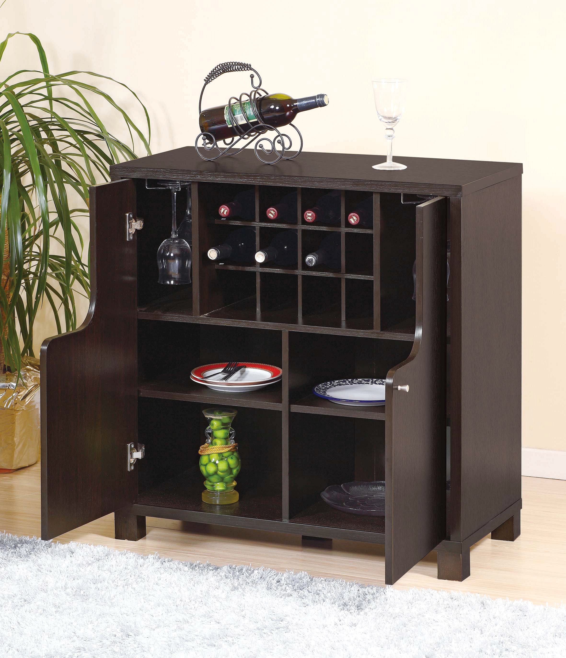 Winston Porter Wine Cabinet Red Cocoa With Two Doors Removeable Wine Bottle Rack Metal Wine ...