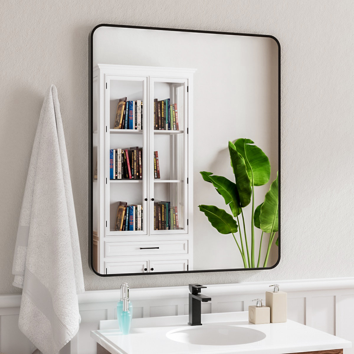 Ebern Designs Leyat Modern Rectangle Metal Frame Wall Mirror for ...