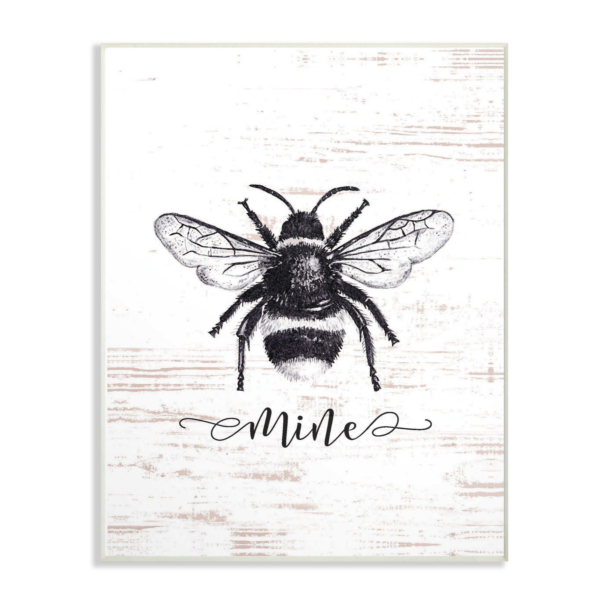 Gracie Oaks 'Bee Mine Drawing on Wood' Drawing Print & Reviews | Wayfair