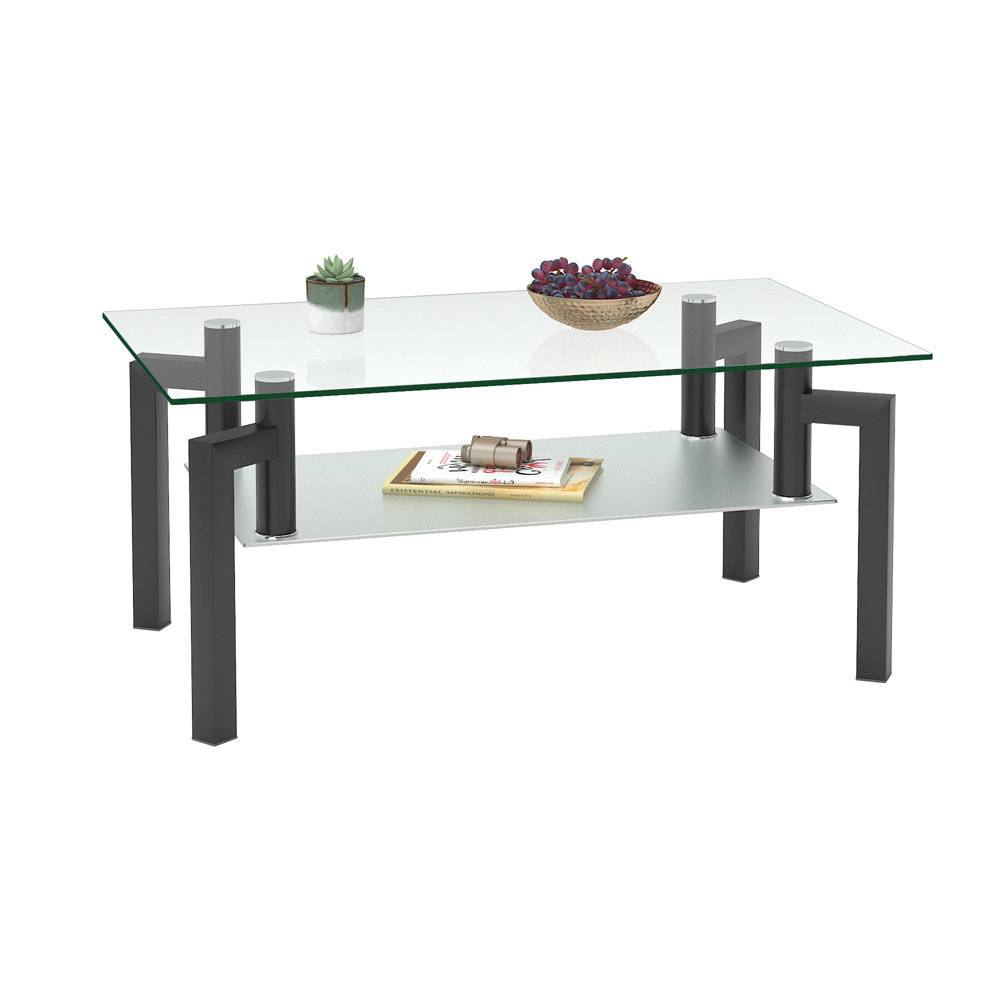 Wrought Studio Joffrette Glass Top Coffee Table | Wayfair