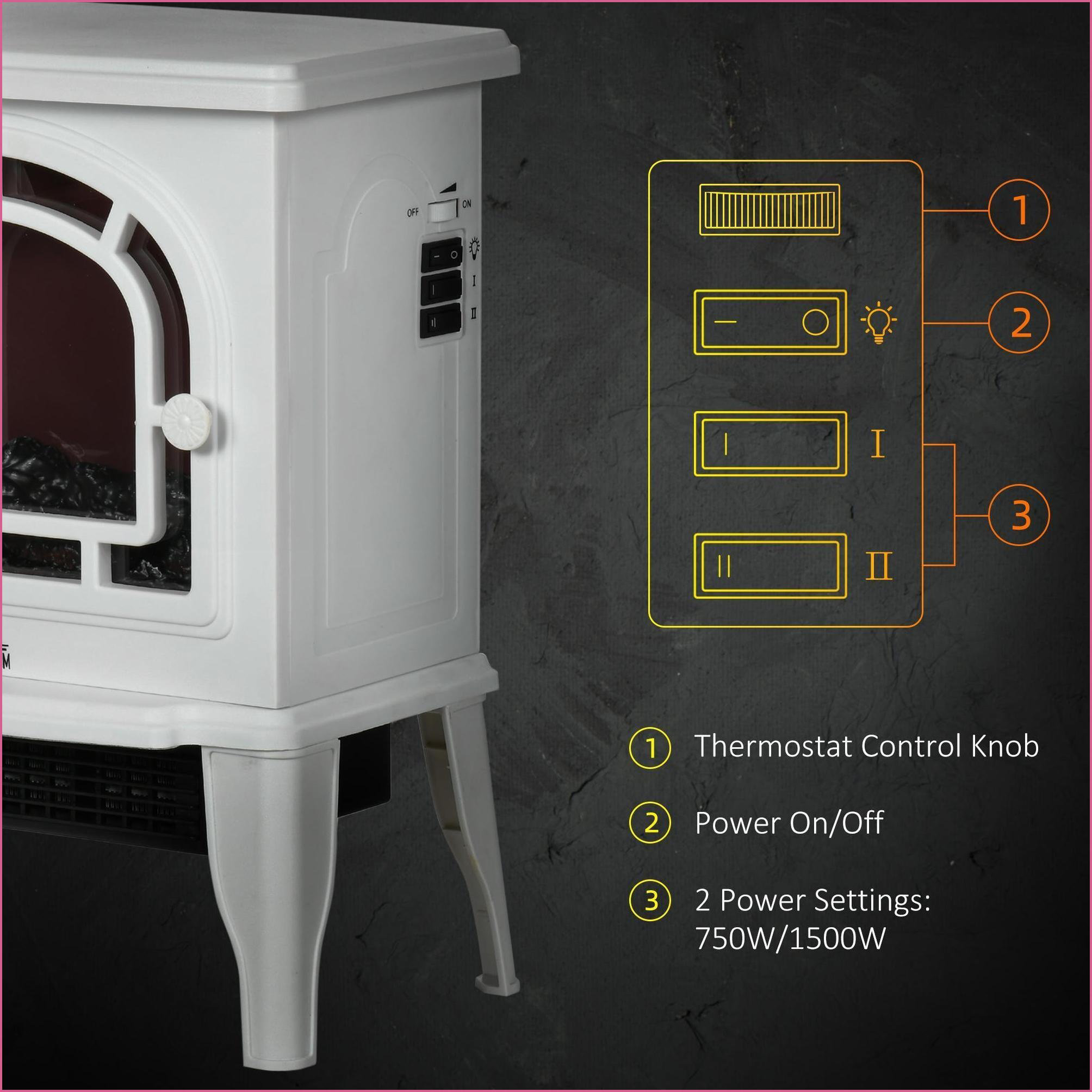 Symple Stuff Electric Fireplace Stove, Freestanding Heater with ...