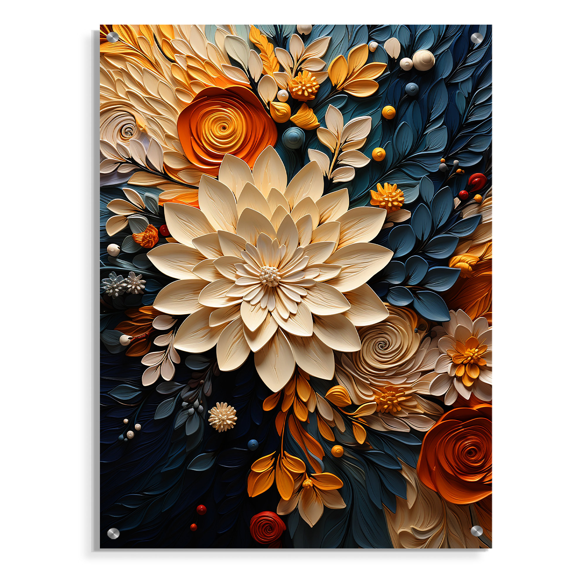 Winston Porter Orange Teal Botanical Whirlwind IV - Abstract Botanicals ...