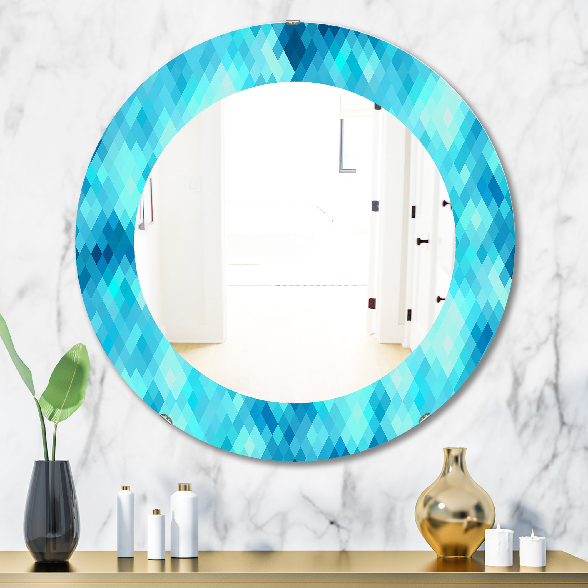 East Urban Home Abstract Geometric with Rhombus Modern Wall Mirror ...