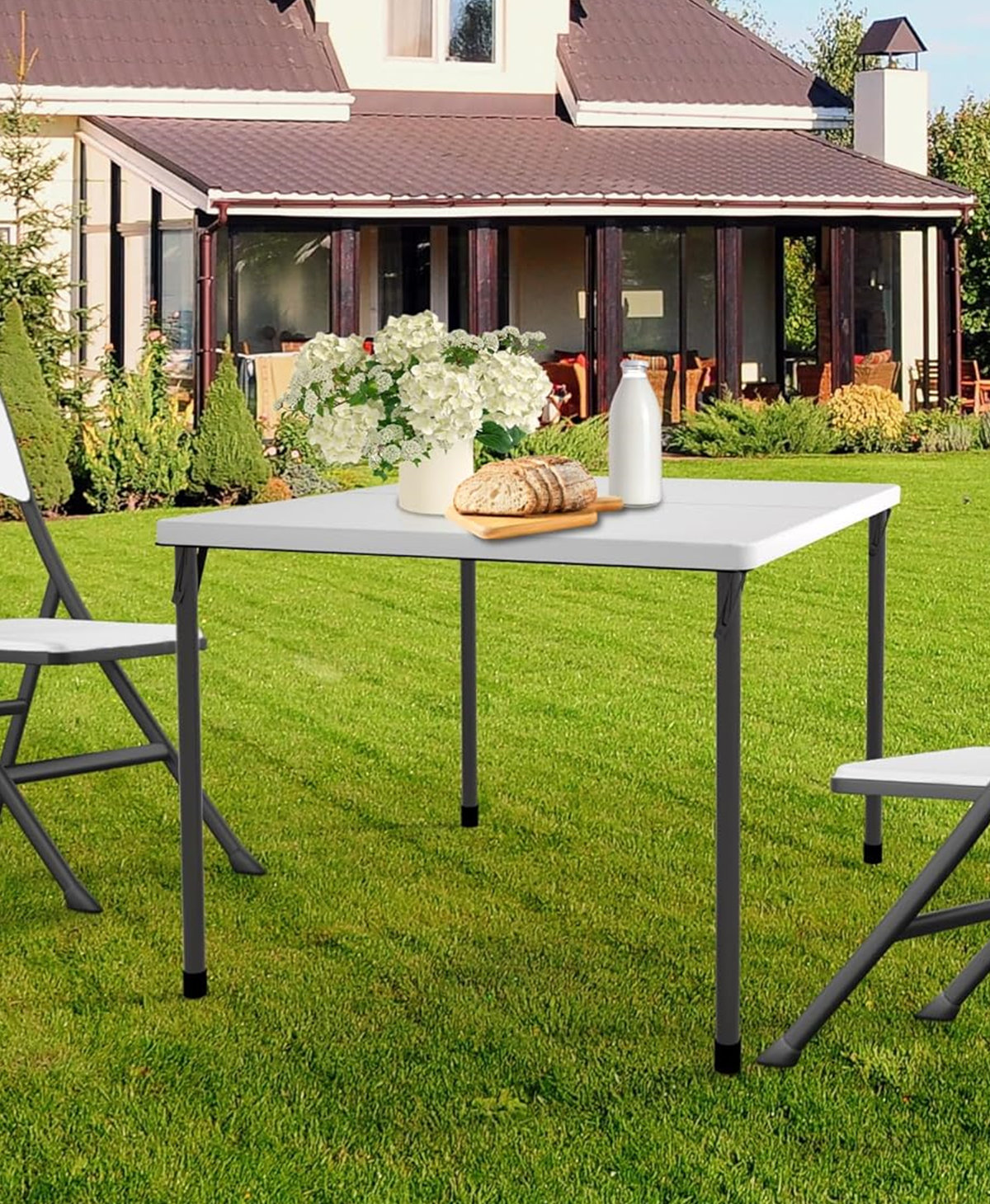 EXEBIL Portable Square Folding Card Table with Collapsible Legs and ...