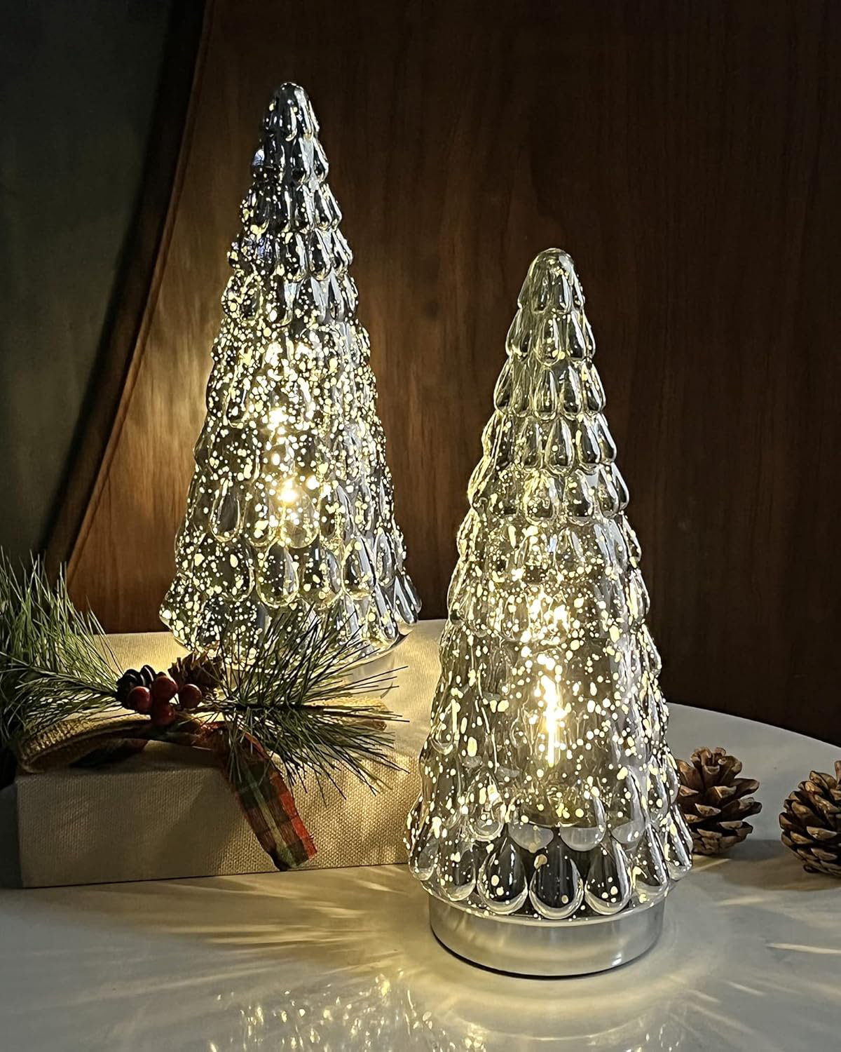 The Holiday Aisle® Silver Mercury Glass Christmas Tree, Small Tabletop ...
