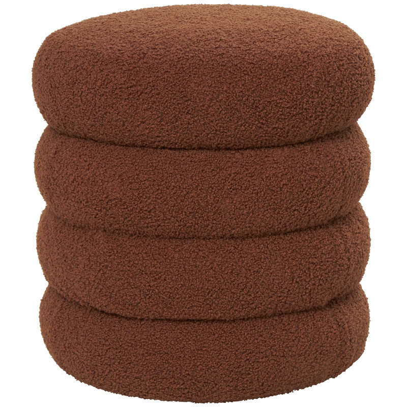 Ebern Designs Kursh Polyester Shaped Boucle Geometric Copper Stool ...