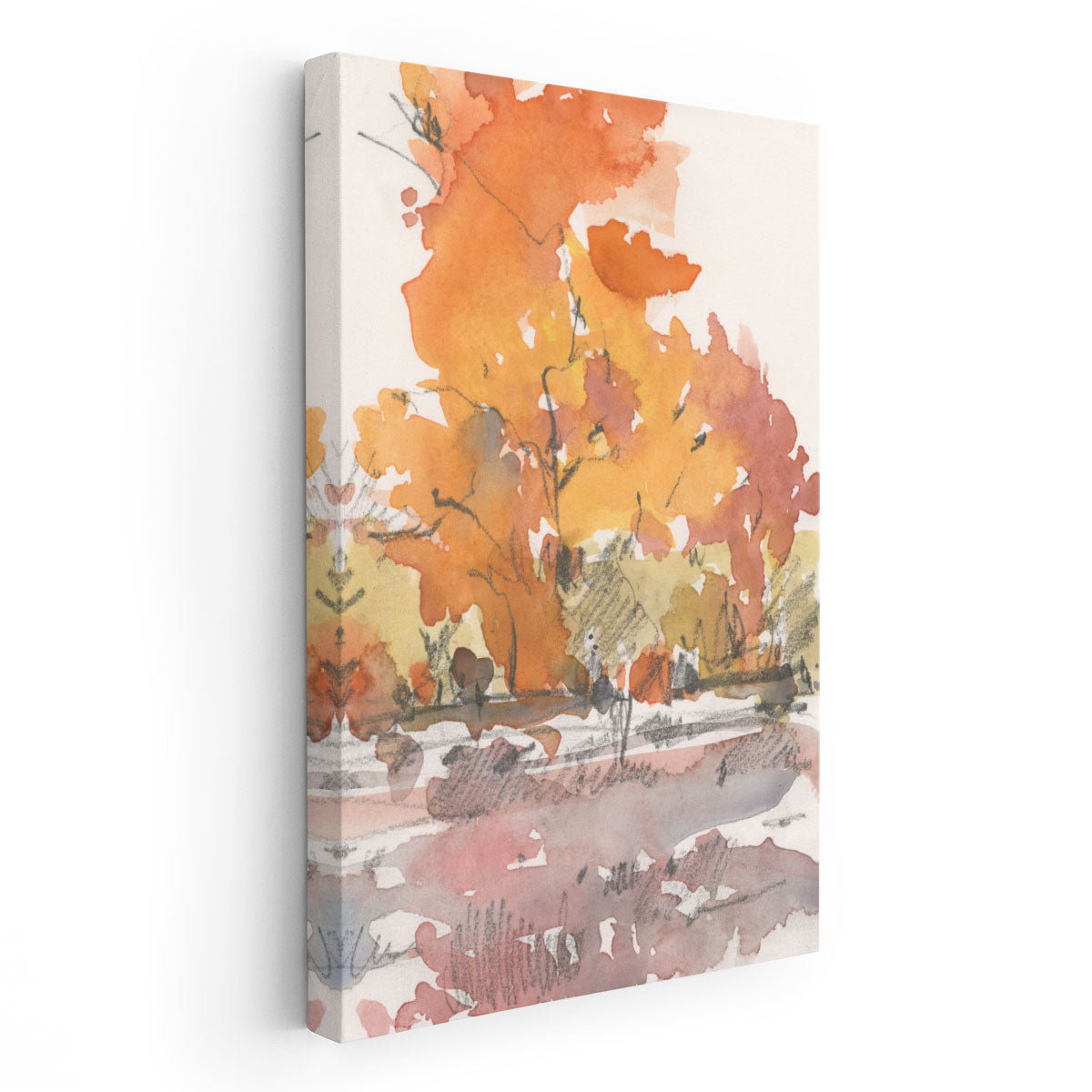 Red Barrel Studio® Watercolor Treeline Sketch II - Canvas Print Wall ...