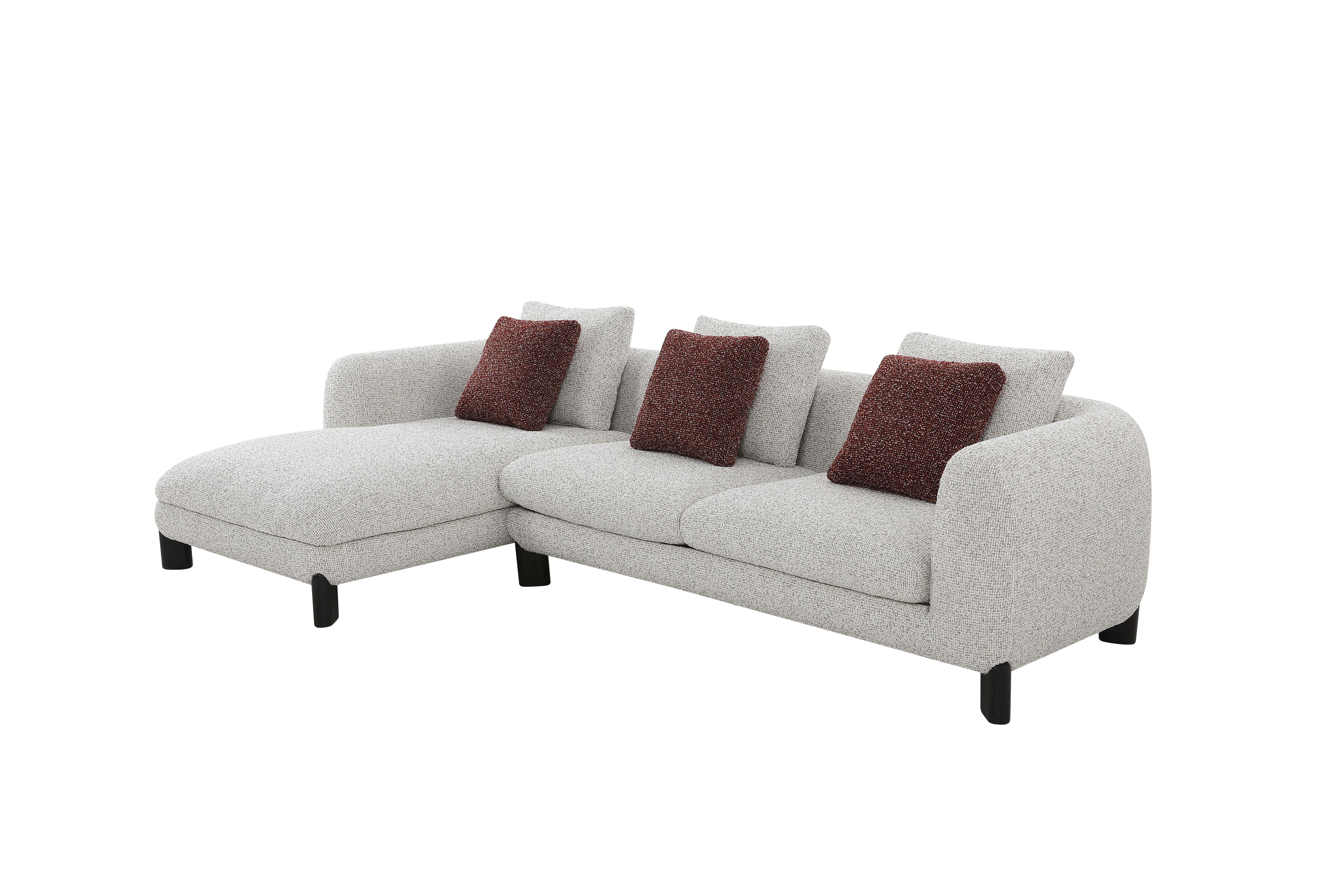 Hokku Designs Mardi Tweed Sectional Sofa W/3 Pillows | Wayfair