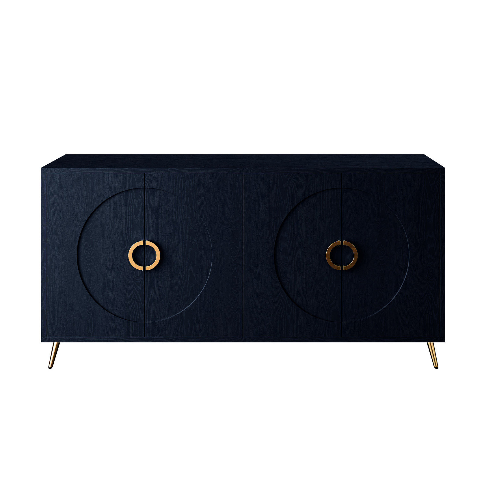 Mercer41 Navy Blue Storage Cabinet With Solid Wood Veneer For Office ...