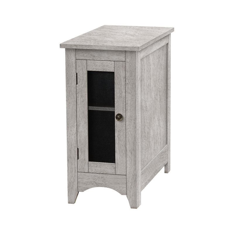Benjara Boco Side Table, Mesh Front 1 Door, 22 Inch, Classic | Wayfair