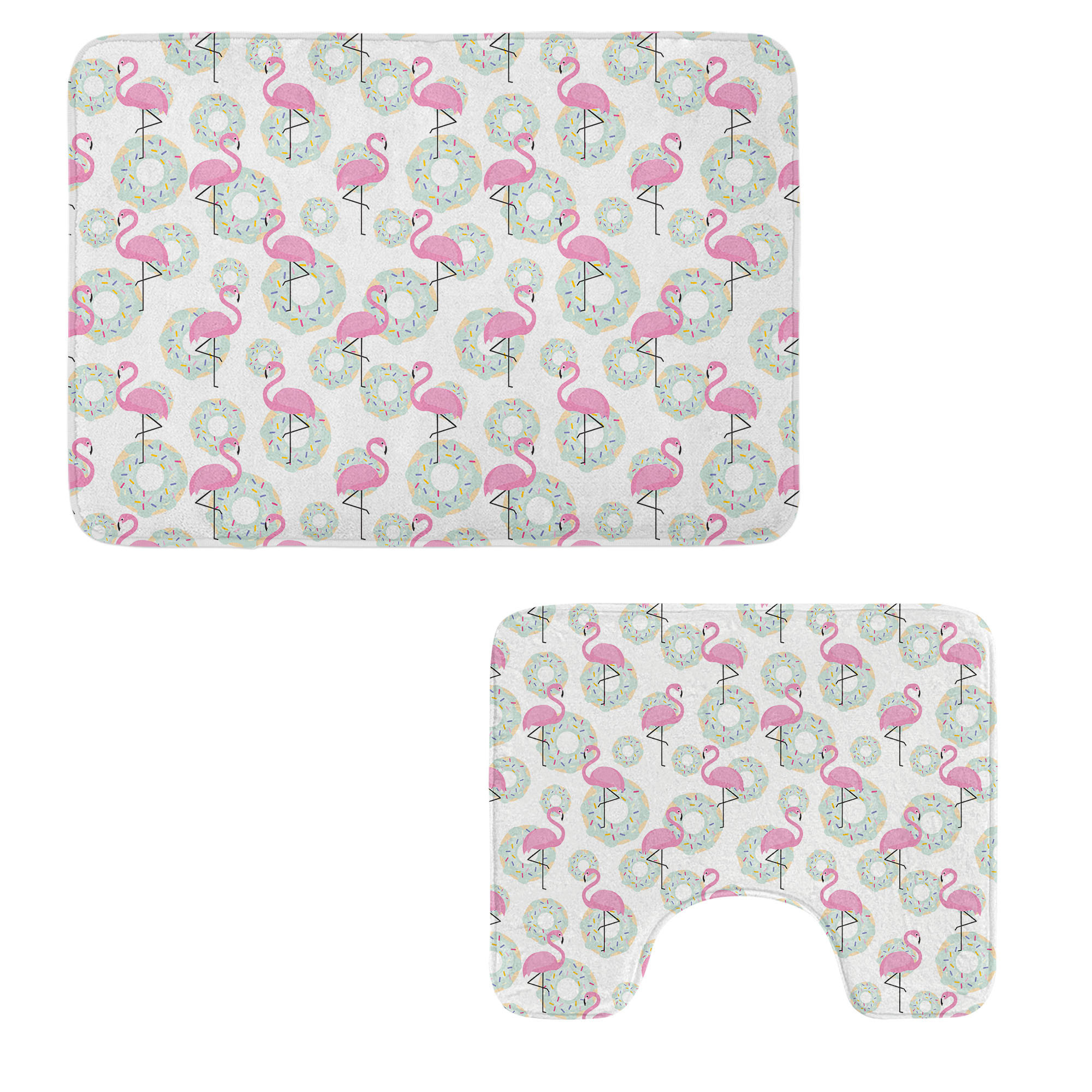 Dakota Fields Flamingo Bathroom Rug Set 2 Pieces Rectangle & Contour ...