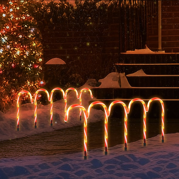 The Holiday Aisle® Set Of 10 Christmas Candy Cane Lights, Christmas ...
