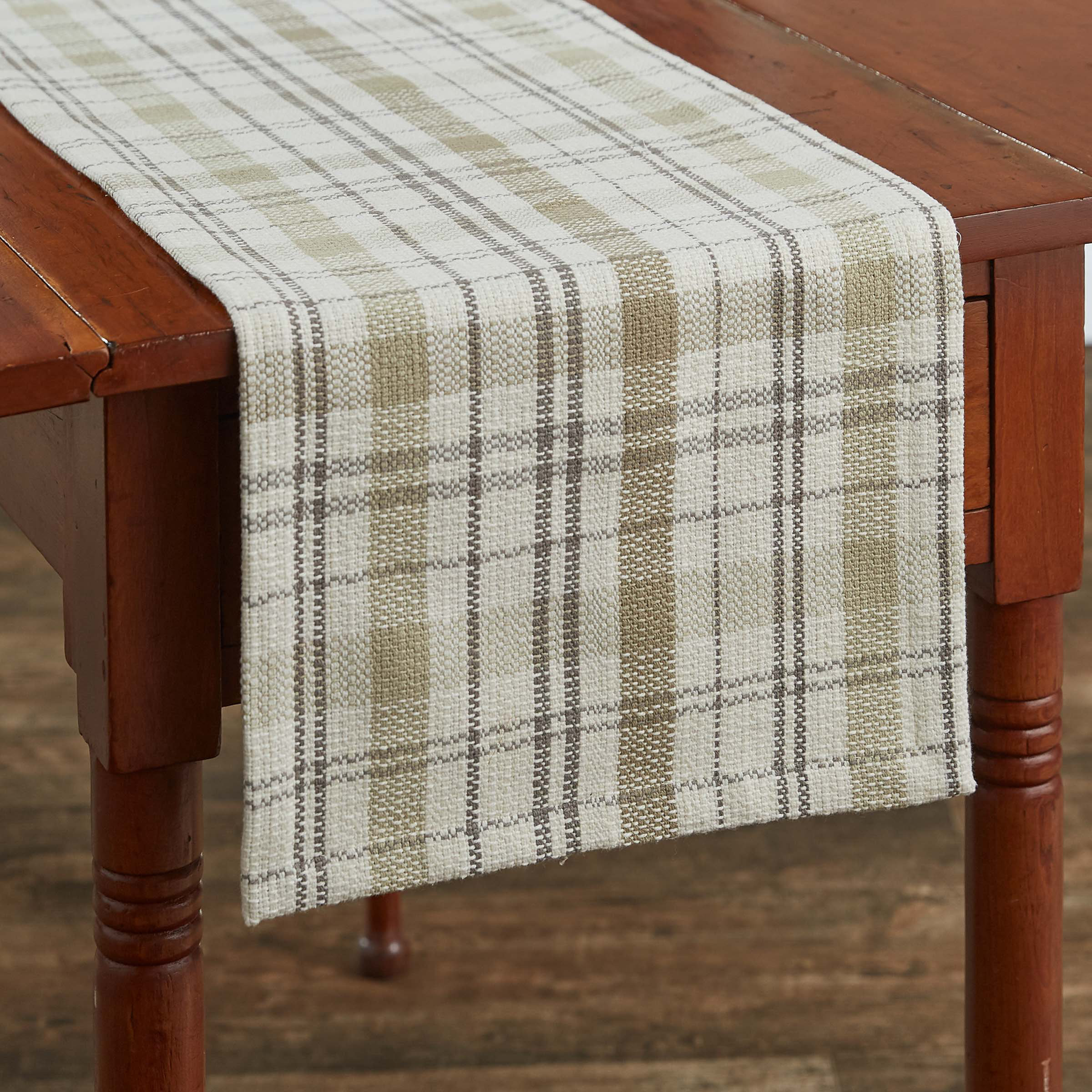 Gracie Oaks In The Meadow Plaid Table Runner - Off-White - 36''L | Wayfair