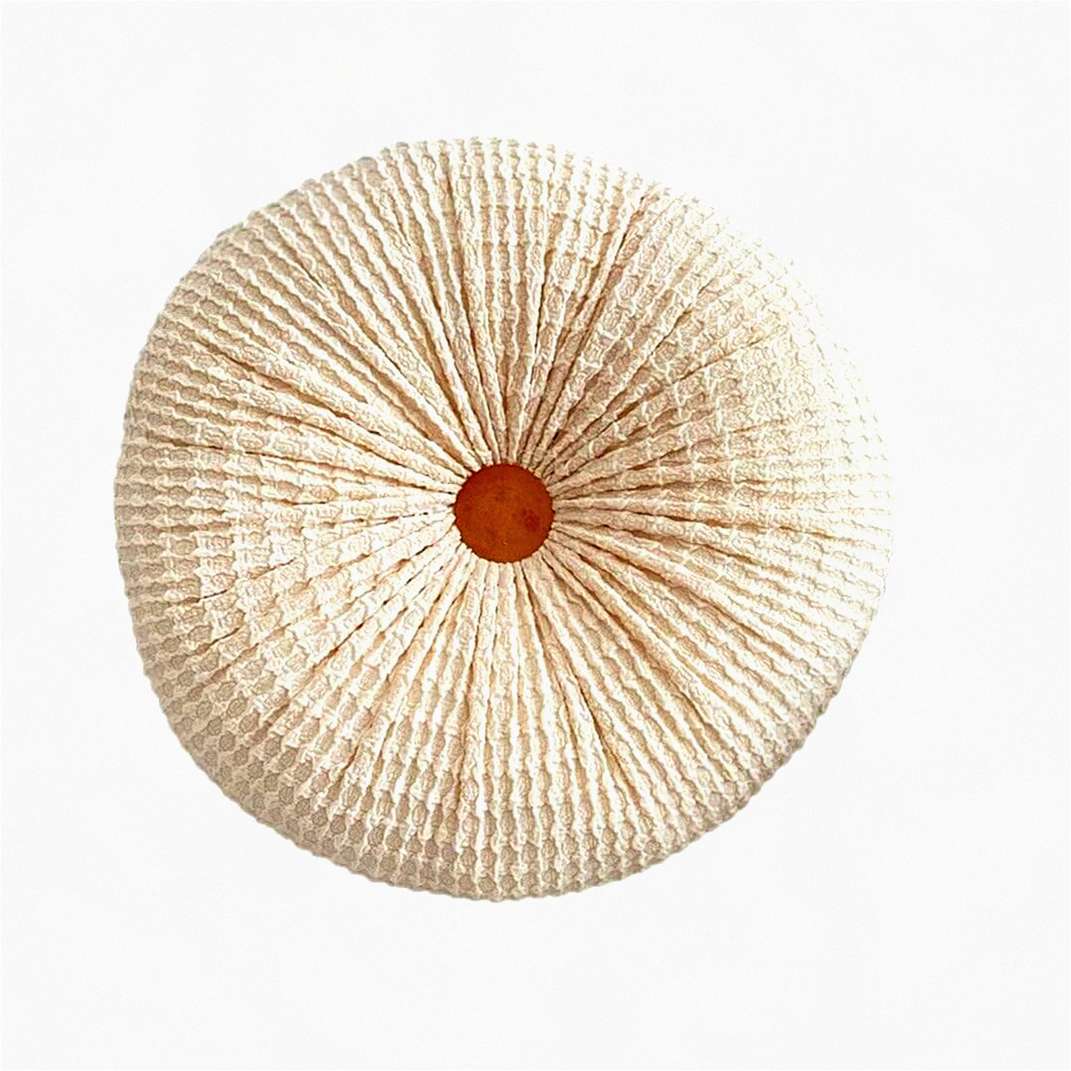 BRBCA Boho Chic Pleated Round Ivory Throw Pillow - 16 Inch Circle ...