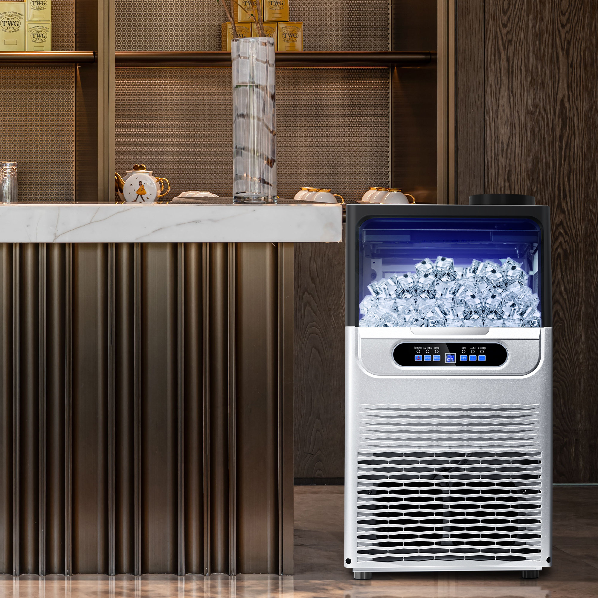 JOEAONZ Commercial/Home Use Ice Maker Machine 90 Lbs/24H With 22 Lbs ...