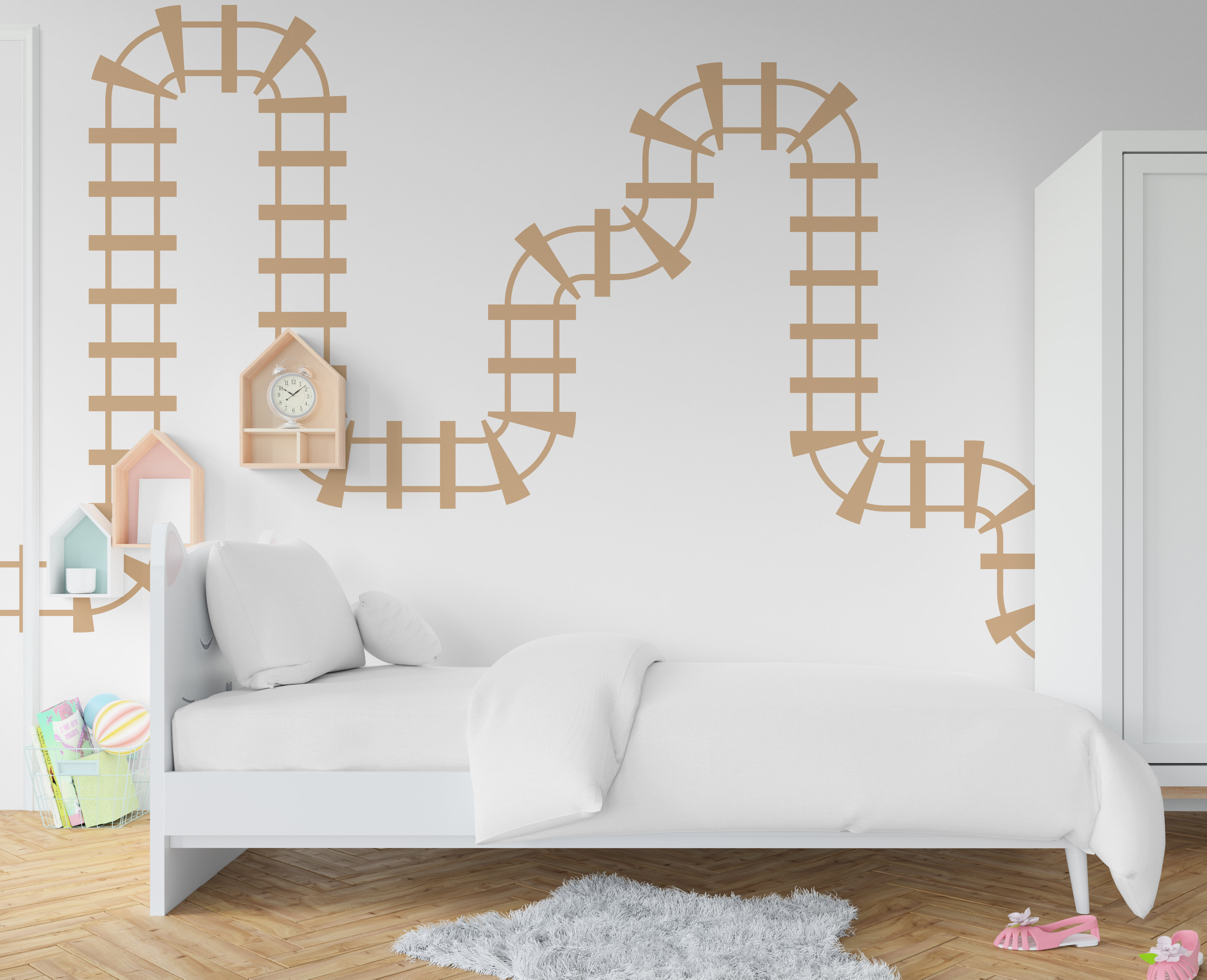 Stickalz Train Tracks Wall Decal Railroad Vinyl Sticker Track Train ...