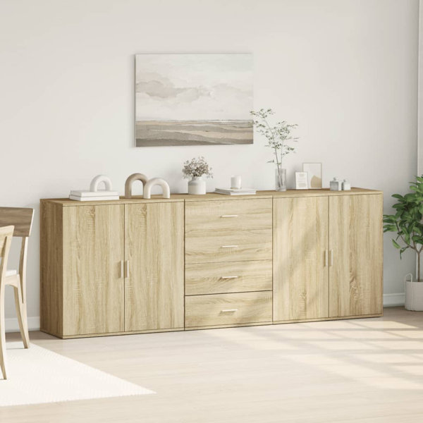 Fjørde & Co Set Of 3 Sonoma Oak Engineered Wood Sideboards - Modern ...
