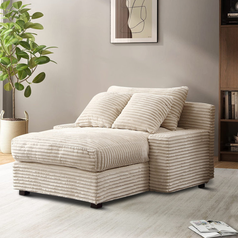 Latitude Run® Ahnya 48.81'' Wide Corduroy Upholstered Chaise Lounge ...