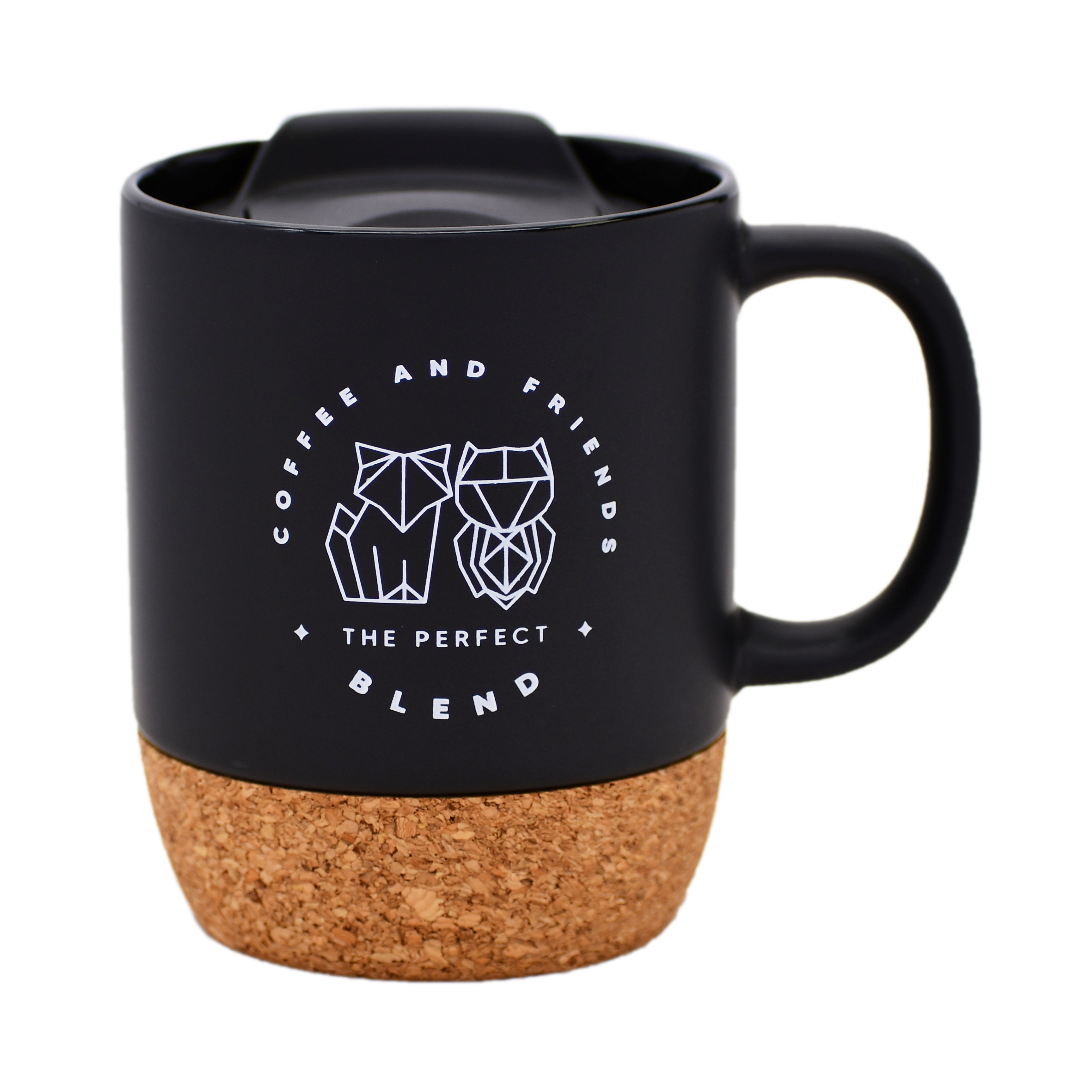 Dexsa Coffee And Friends Designer Cork Bottom Mug With Lid - 14 Oz ...