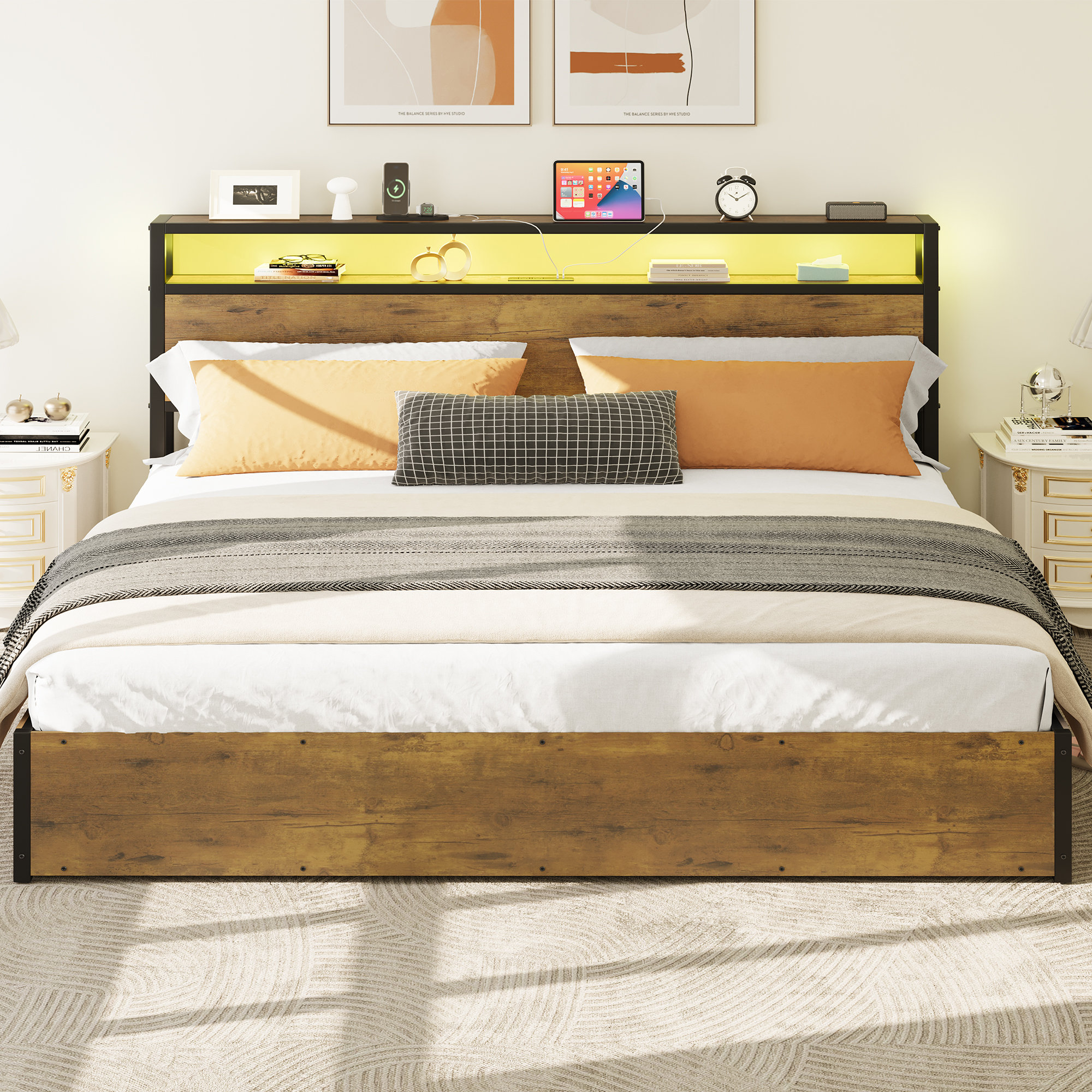 17 Stories Marjoree Lift Up Upholstered Storage Platform Bed with Built ...