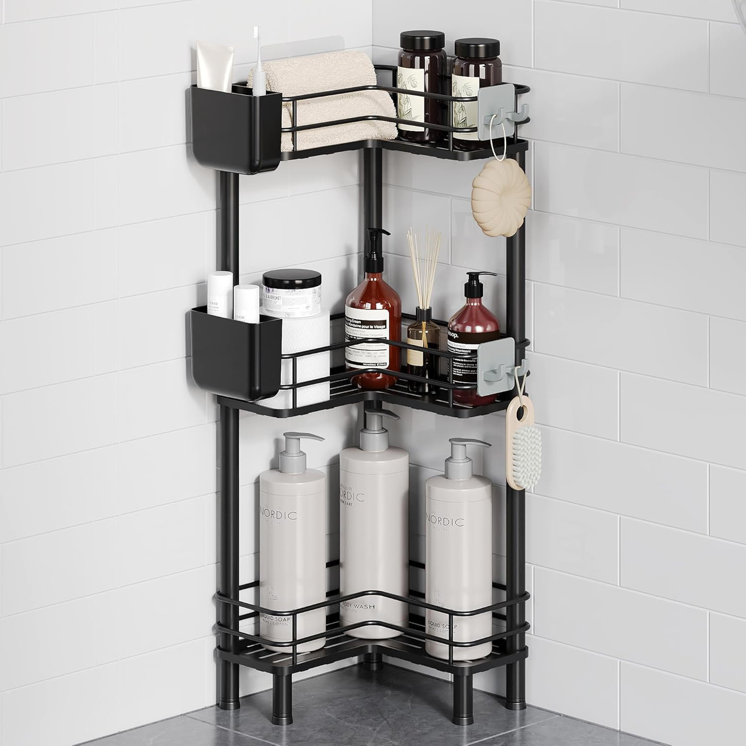 Rebrilliant 3 Tier Floor Standing Corner Shower Caddy Organizer With ...