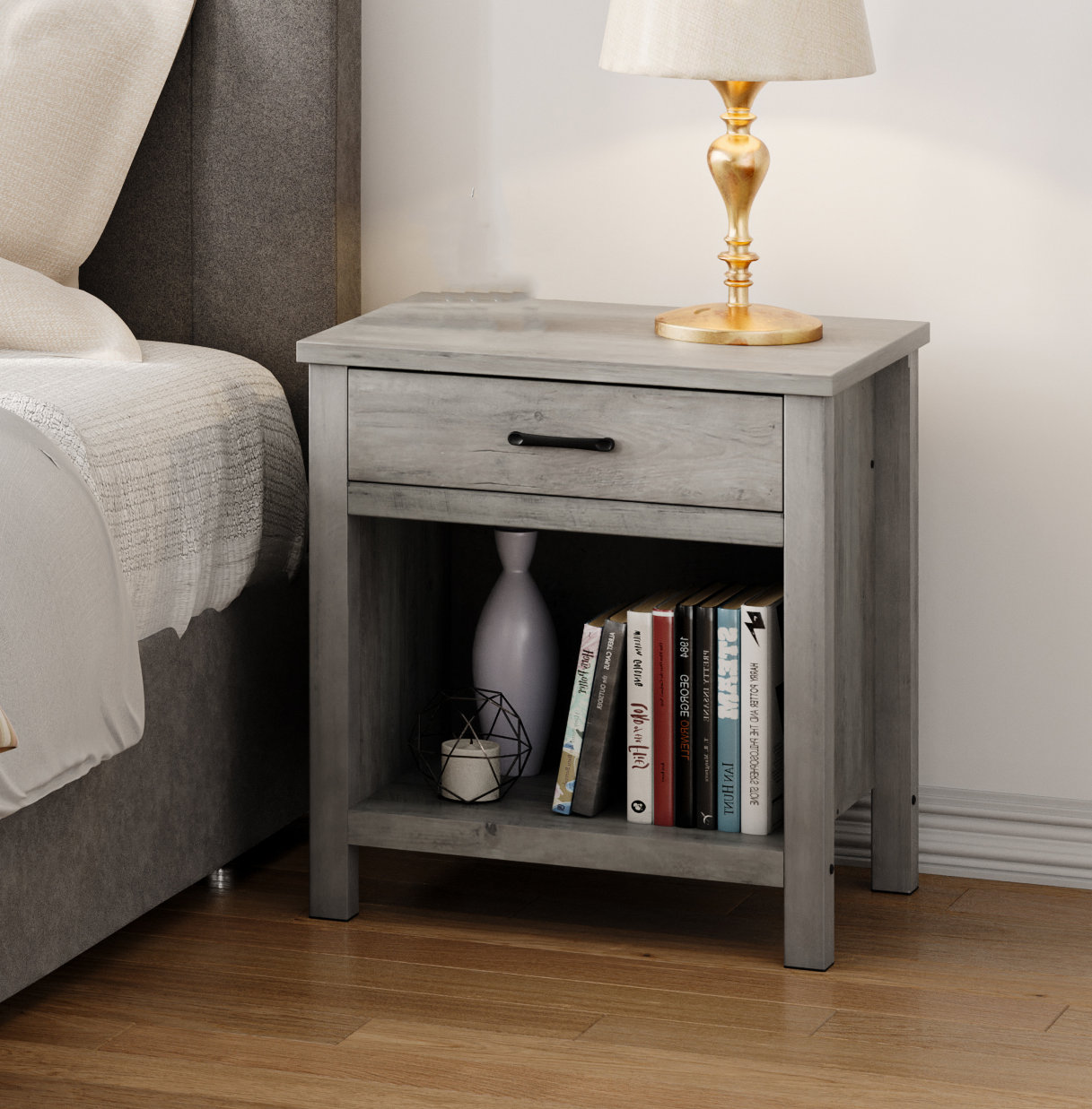 Ebern Designs Farmhouse Square Bedside Table, Bedroom Bedroom Living ...