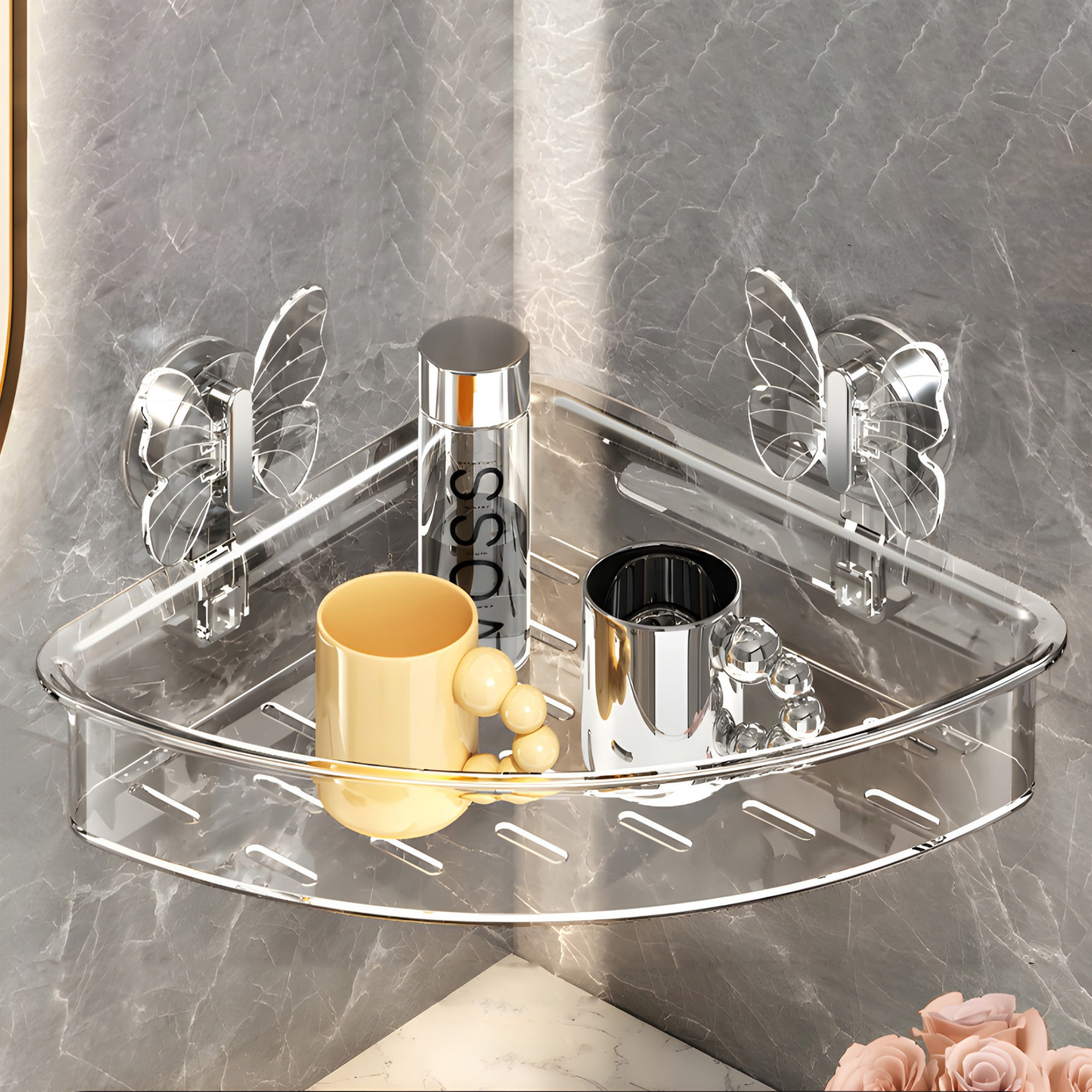 Rebrilliant Suction Cup Storage Rack, Non Perforated Wall Mounted ...