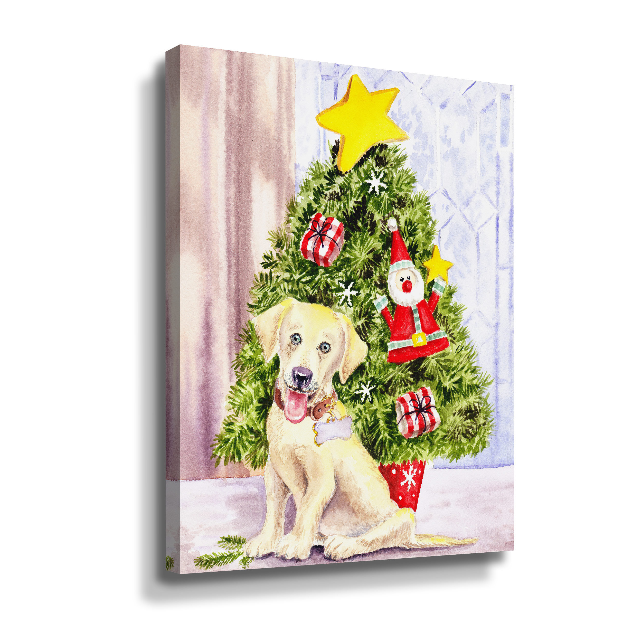 The Holiday Aisle® Yellow Lab Dog Christmas Tree - Print on Canvas ...