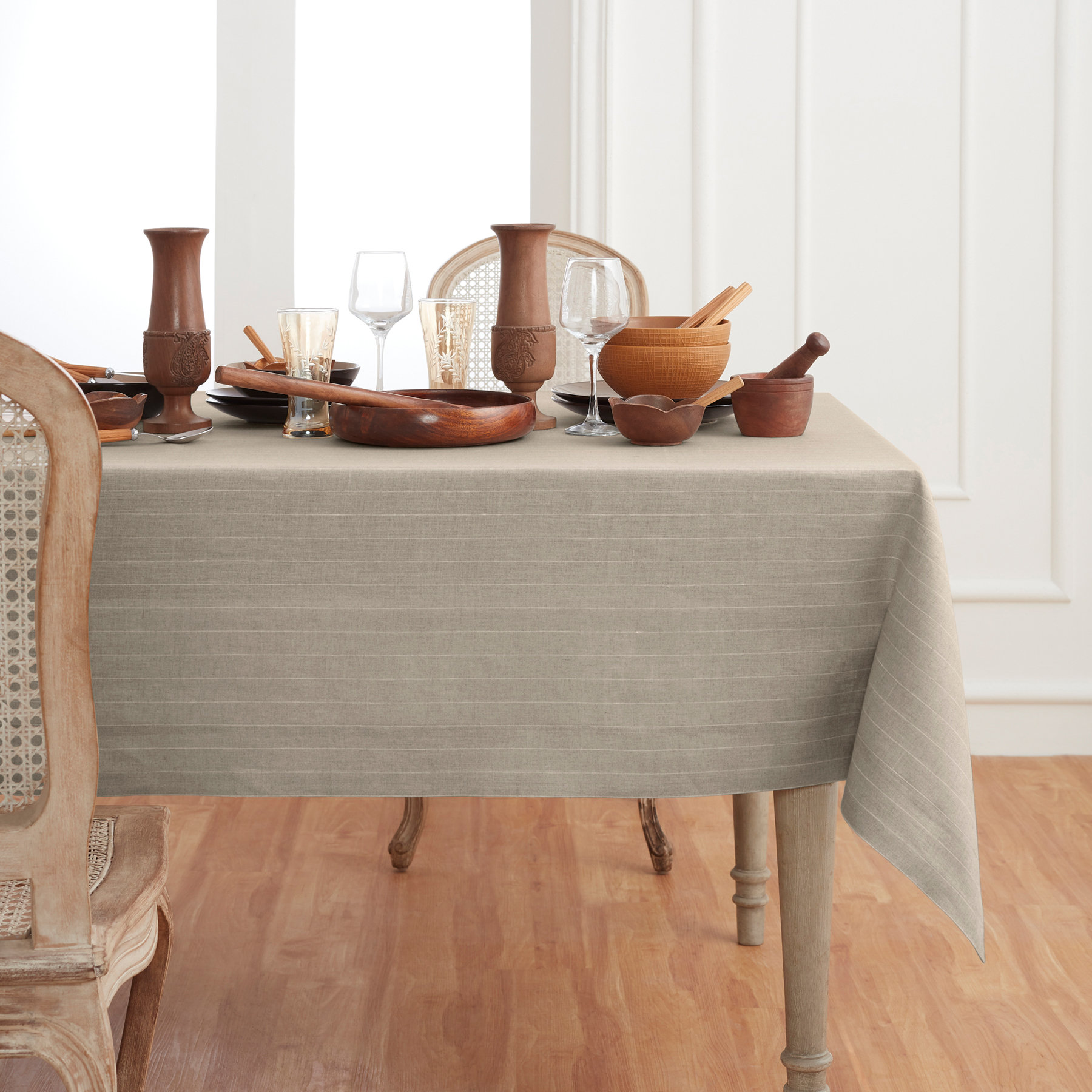 Solino Home Pinstripe - 100% Pure Linen Tablecloth | Wayfair