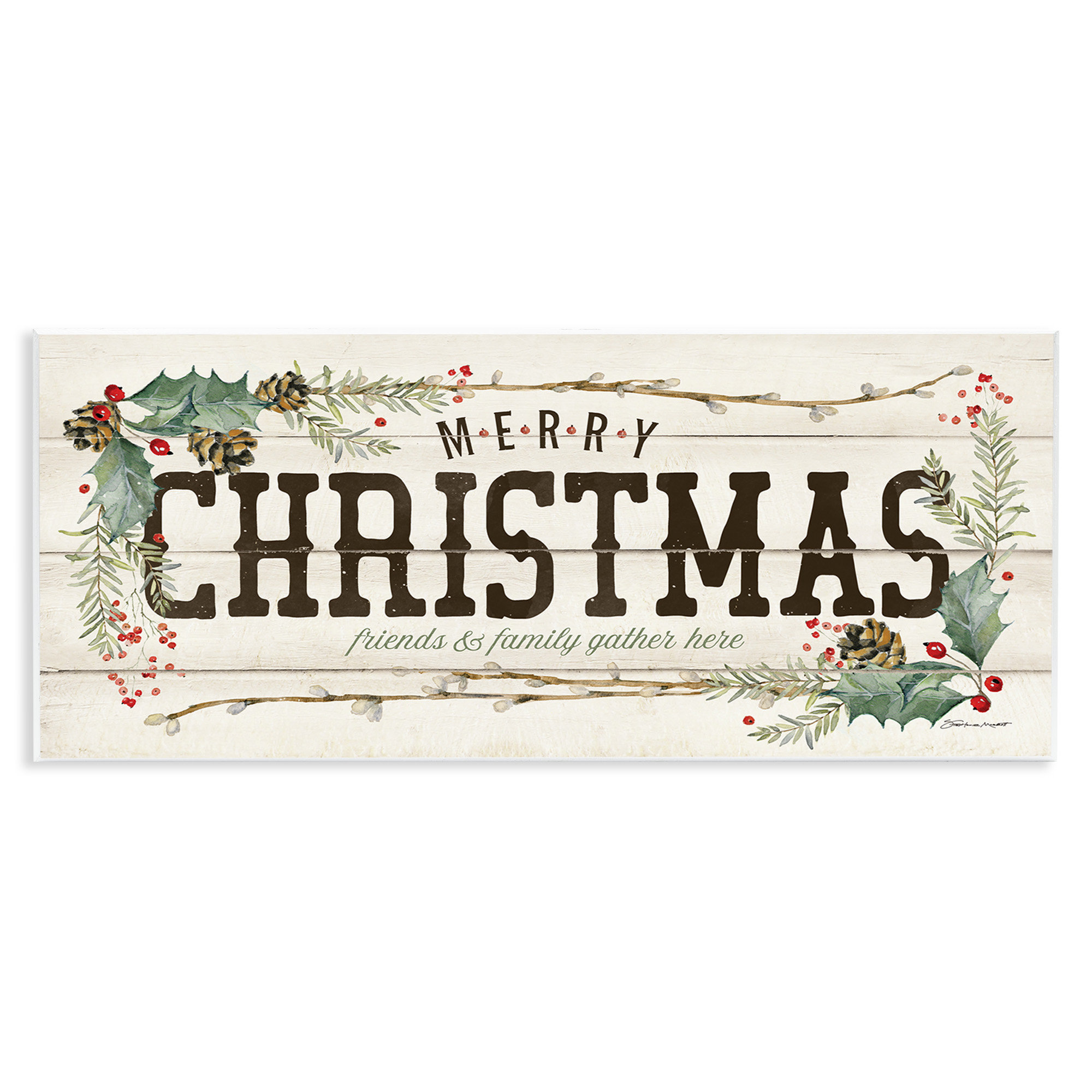 The Holiday Aisle® Rustic Merry Christmas Friends And Family Sign | Wayfair