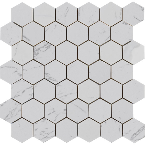 Simple Tile 2" x 2" Engineered Stone Honeycomb Mosaic Wall & Floor Tile ...