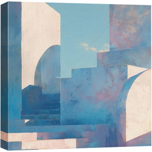 IDEA4WALL Upstairs Collages Blue Abstract Building Artwork Pictures ...