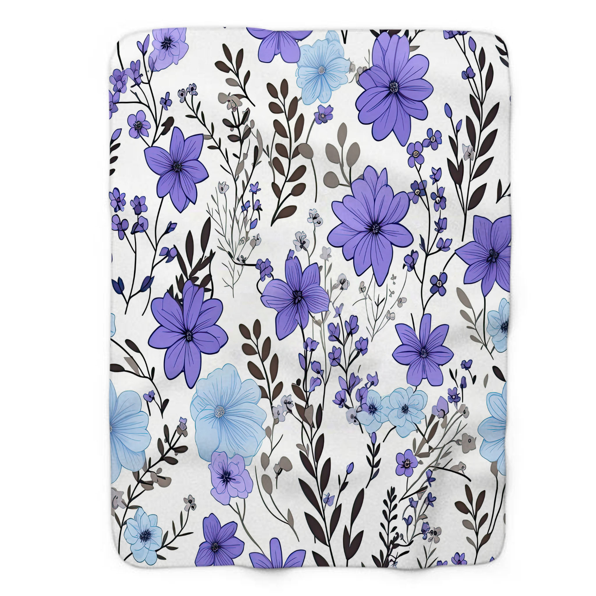 MentionedYou Deep Purple Azure Bouquet - 1 Piece Premium Sherpa Blanket ...