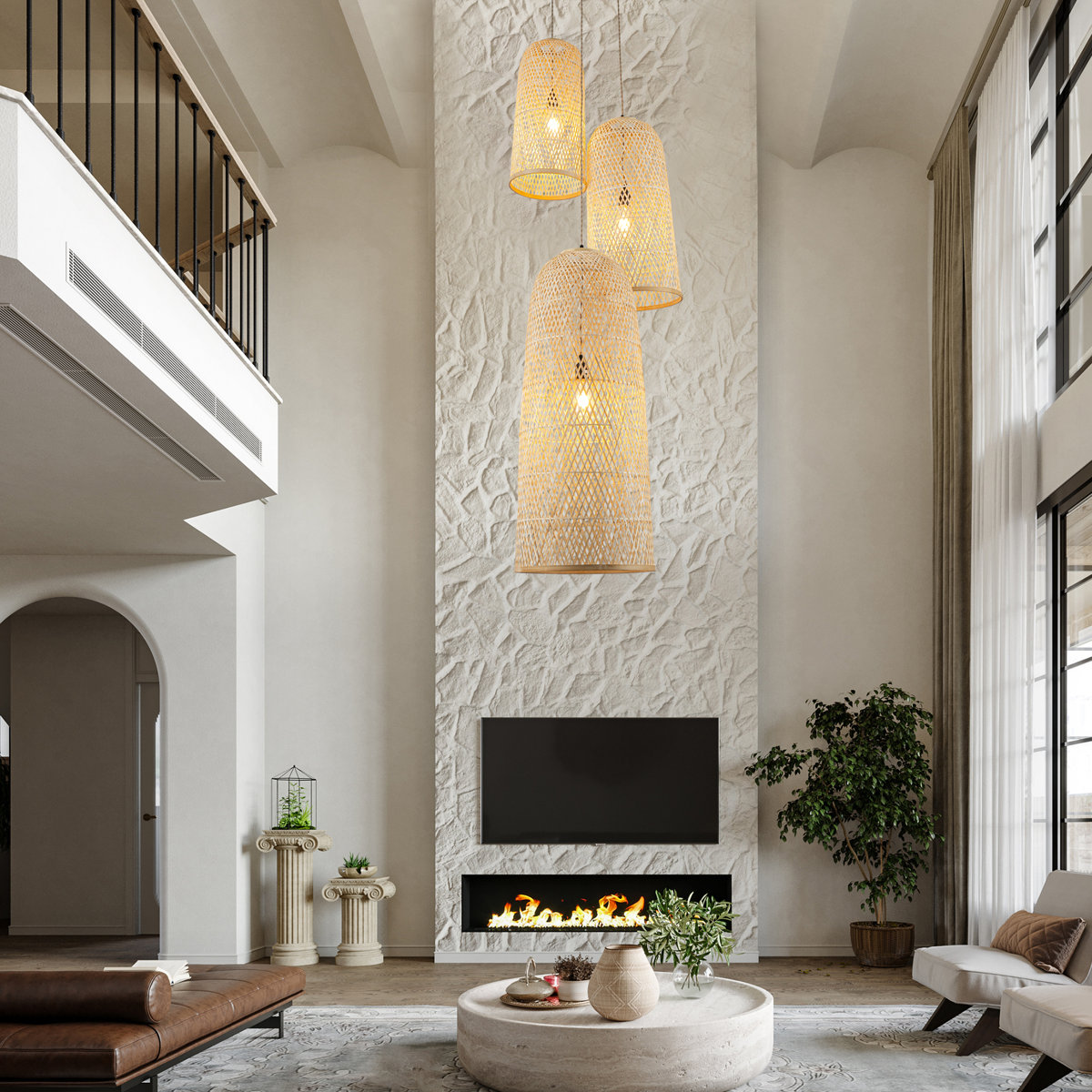 Bayou Breeze Dainna 3-light Natural Cluster Hanging Chandelier Pendant ...