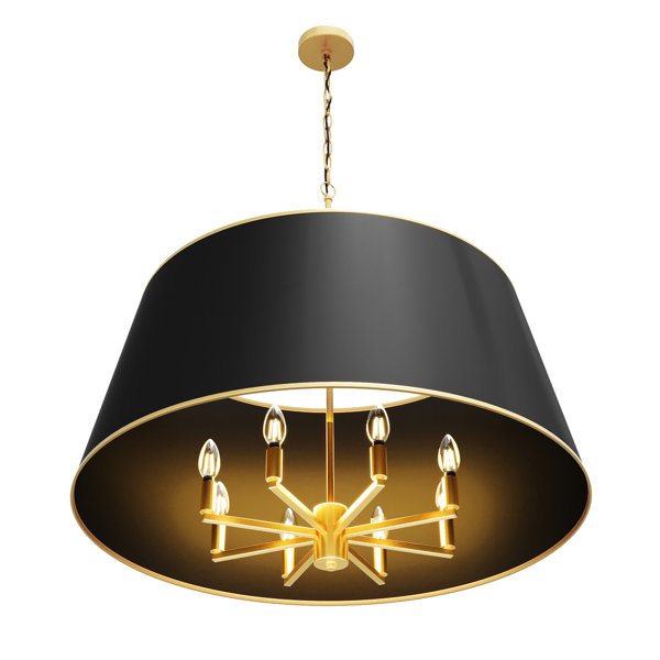 Mercer41 Widline 8-E12 Light Bulbs 31.49 inch Oversize Farmhouse Black ...