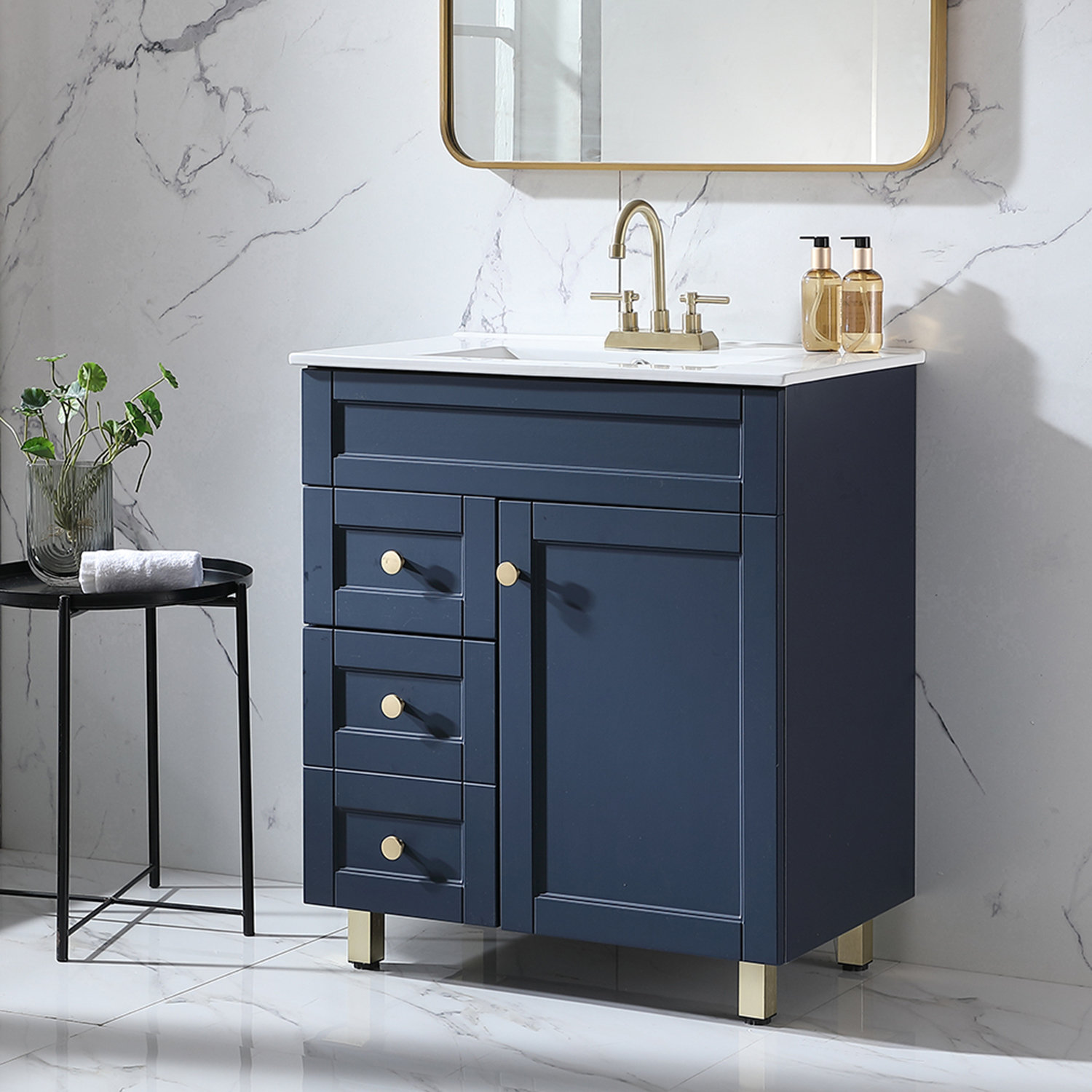 Mercer41 Taziyah 30" Modern Blue Free-standing Single Bathroom Vanity ...