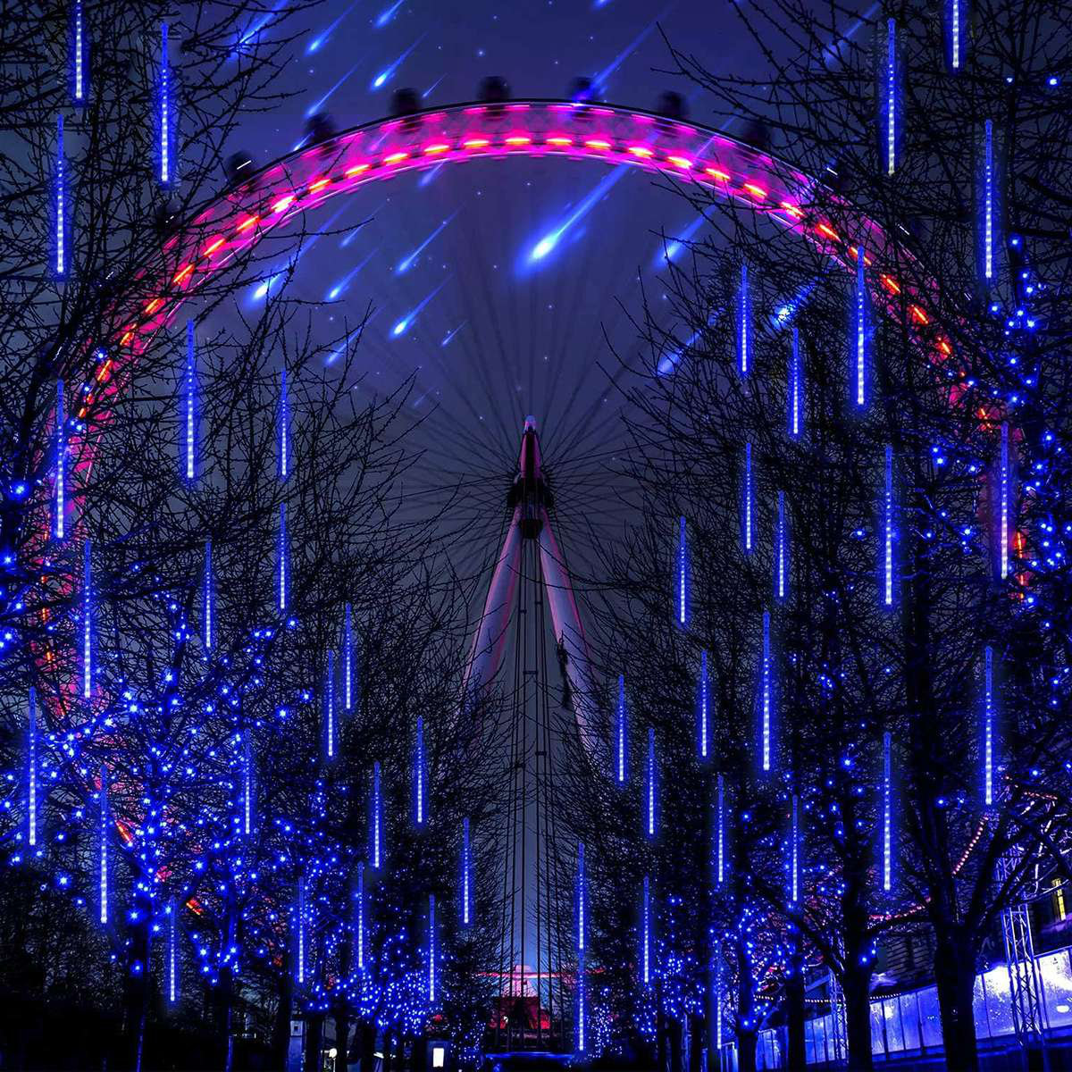 The Holiday Aisle® Meteor Shower Lights 20 inch 8 Tubes Outdoor ...