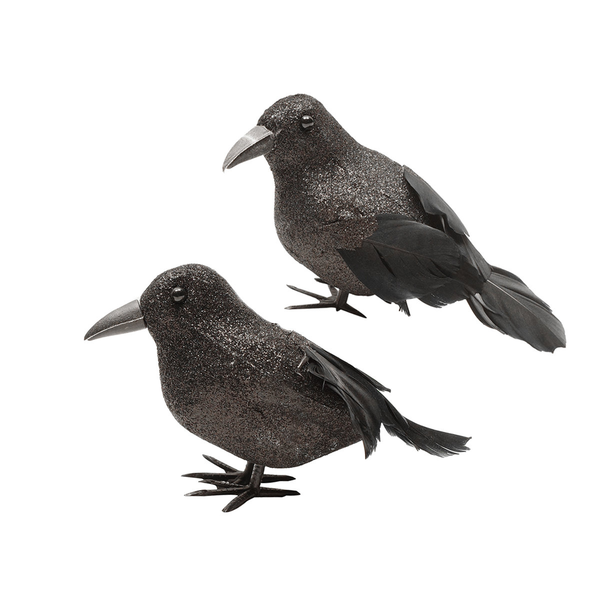 House of Hampton® Glitter 2 piece Black Crows Halloween Raven Accessory ...