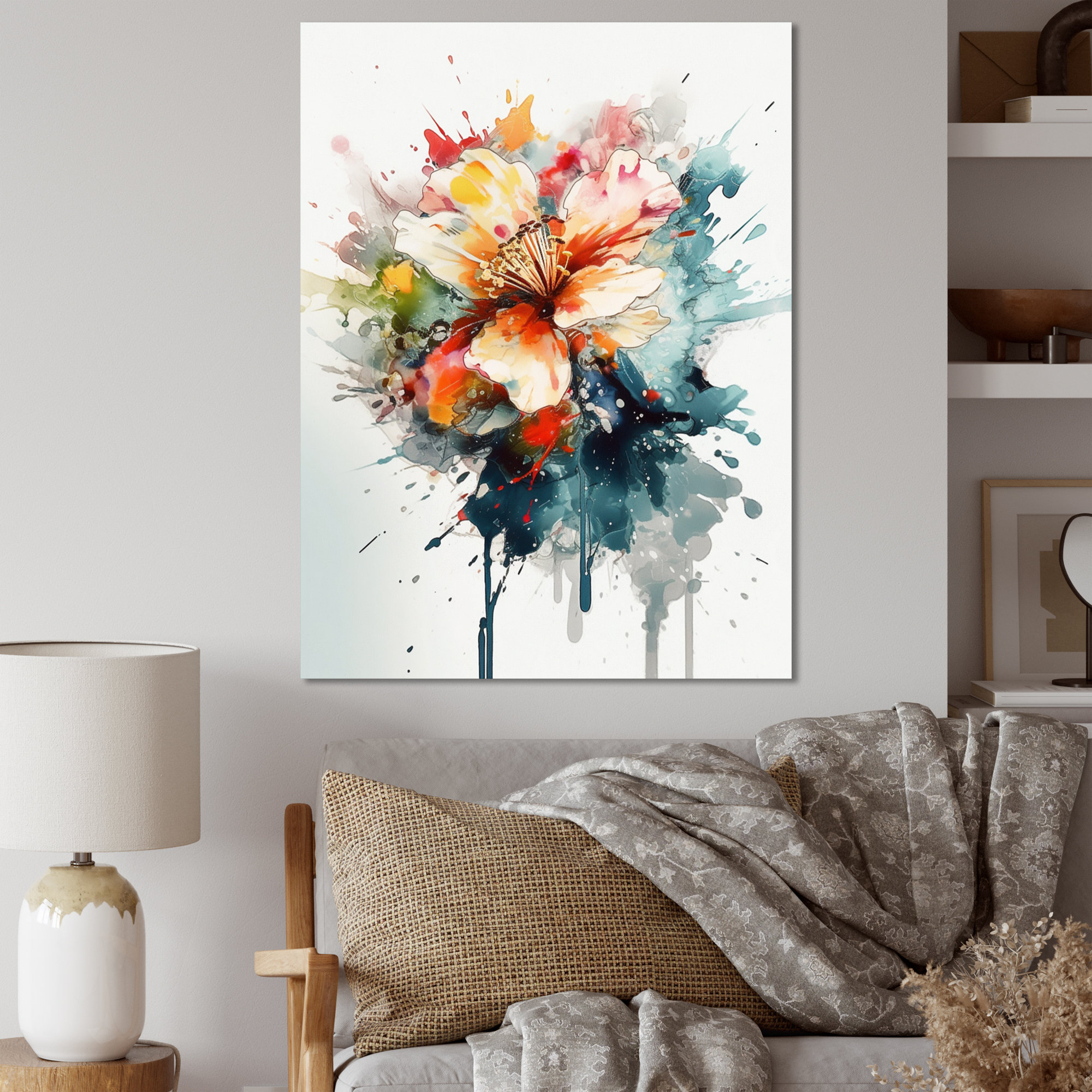 House of Hampton Colourful Lily Splash I - Floral Lily Canvas Print ...