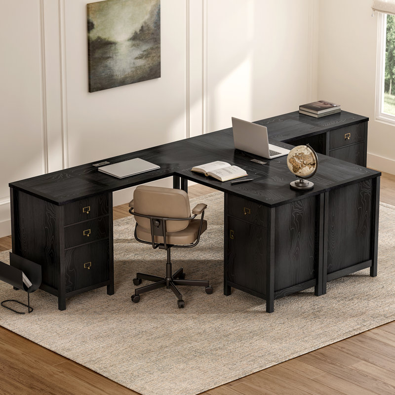 Lark Manor™ Large 60" L Shaped Executive Desk With Drawers | Wayfair