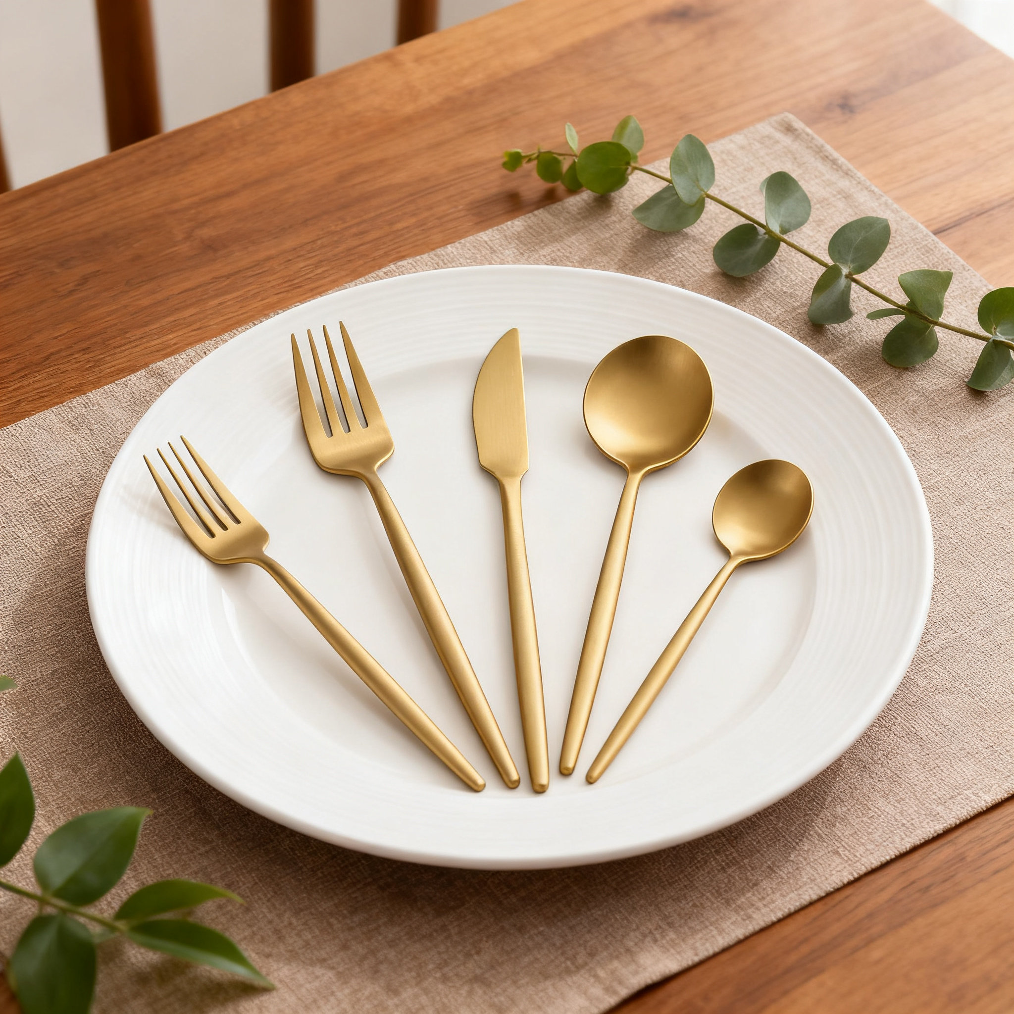 Mercer41 20-Piece Matte Gold Silverware Set, Stainless Steel Flatware ...